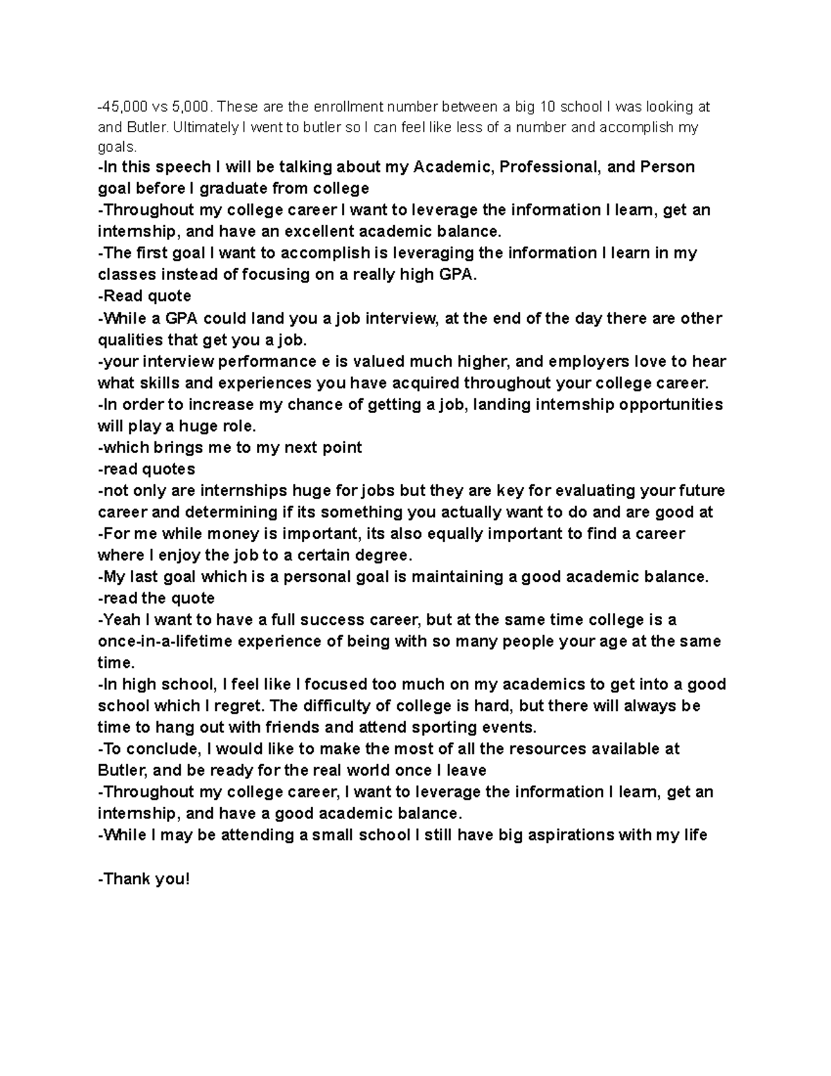 Speech script -45,000 vs 5,000. These are the enrollment number between ...