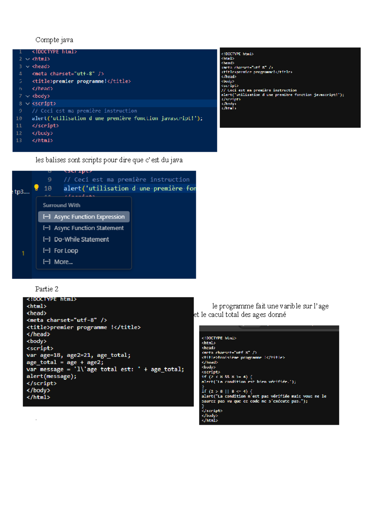 Compte rendue java - dm cours théorique - Compte java les balises sont ...