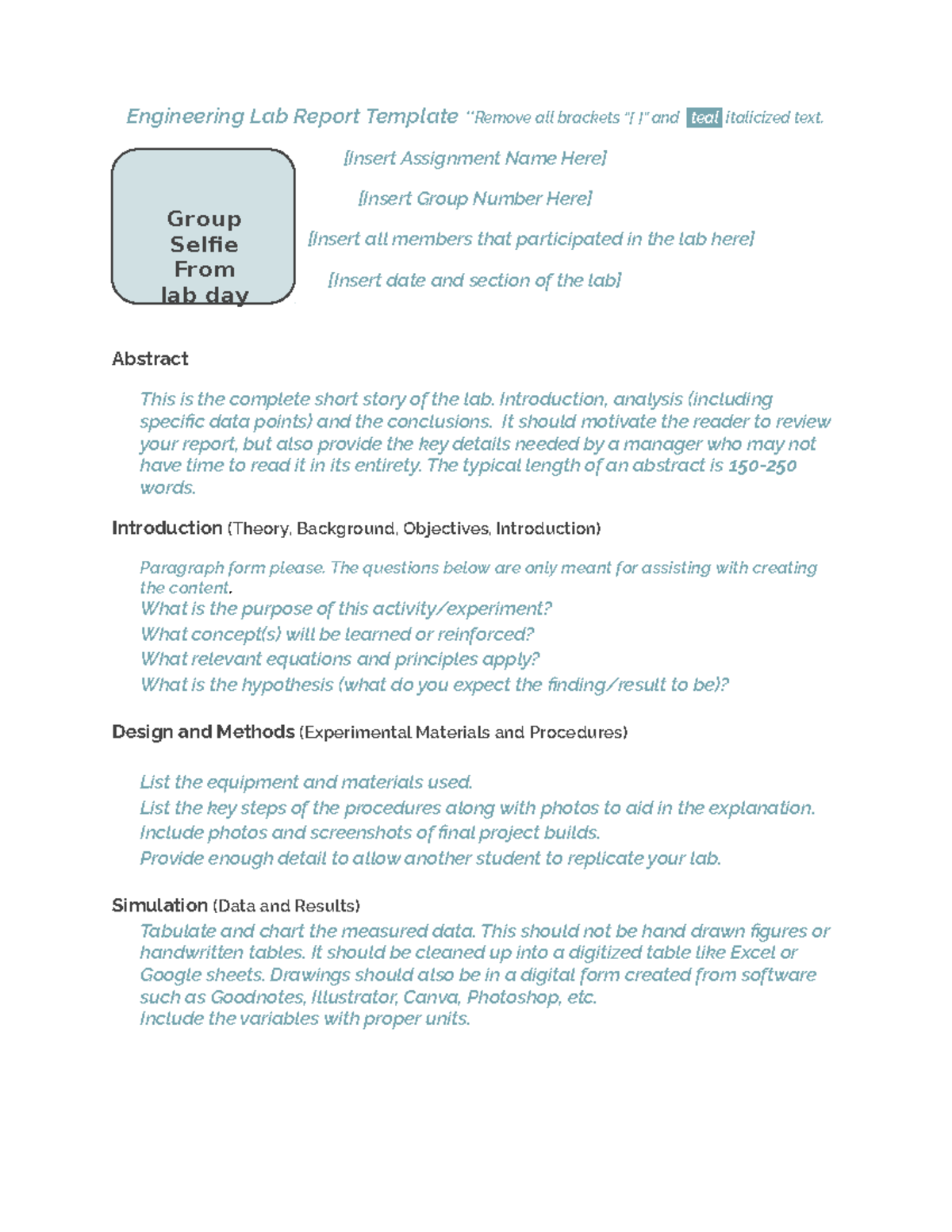 Lab Report Template ESG162L 10 22 - Engineering Lab Report Template ...