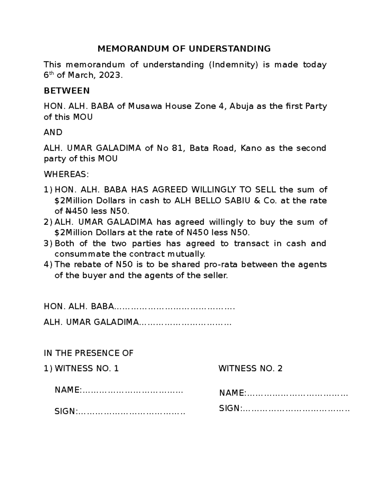 Memorandum OF Understanding - MEMORANDUM OF UNDERSTANDING This ...