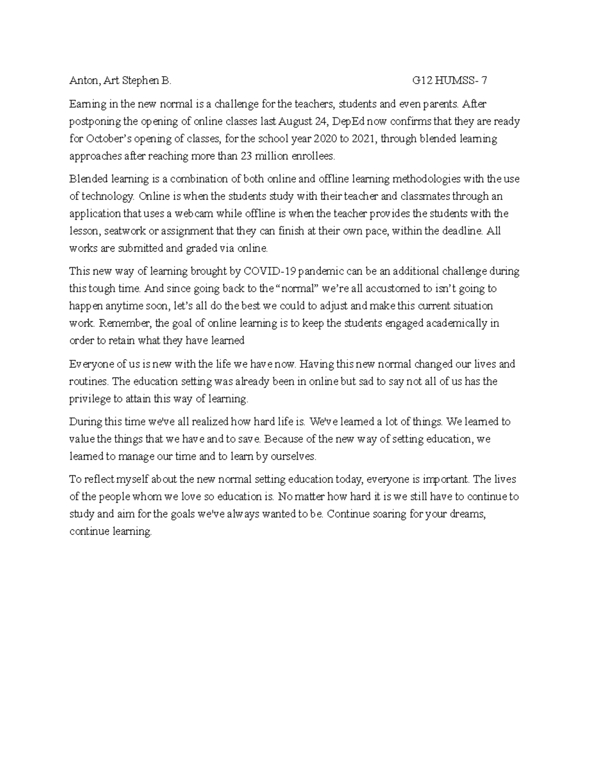 300 Words Essay - probobly you dont need it - Anton, Art Stephen B. G12 ...