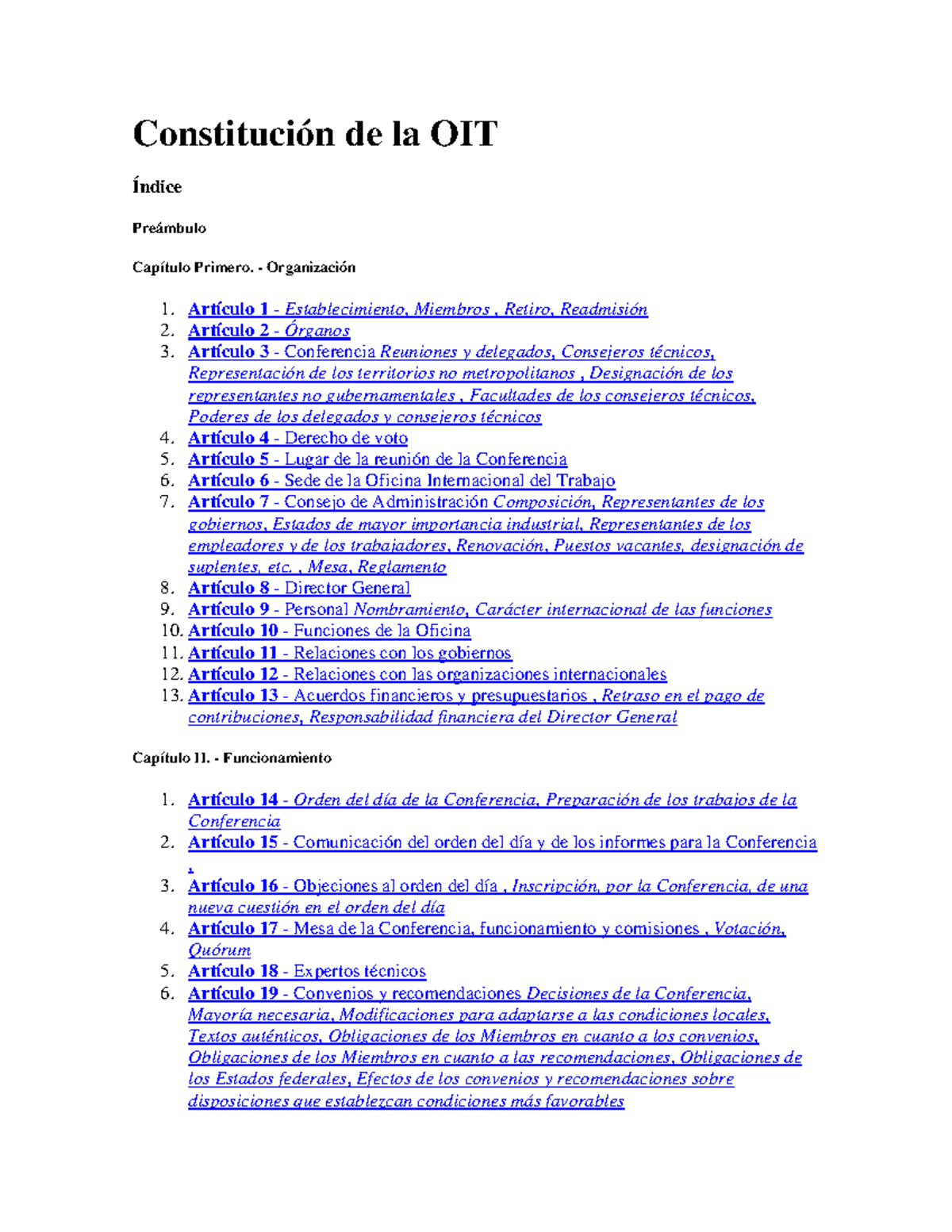 Constitucion De La Oit Texto De La Constitución De La Organización Internacional Del Trabajo