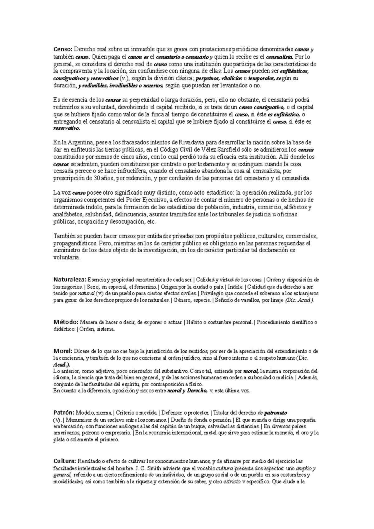 Glosario de sociologia - Censo: Derecho real sobre un inmueble que se ...