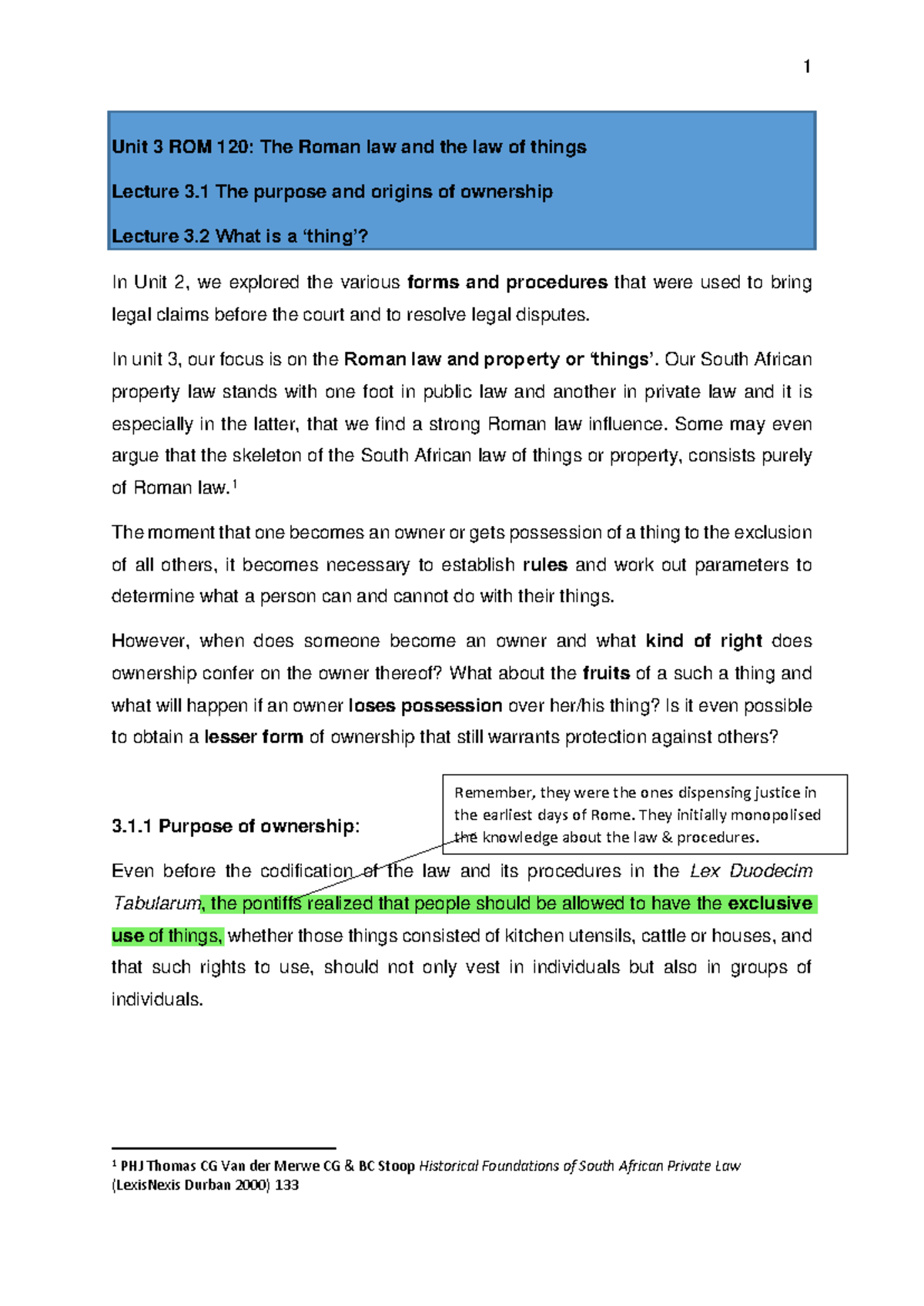3.1 and 3.2 ROM 120 Unit 3 Lecture notes - Unit 3 ROM 120: The Roman ...