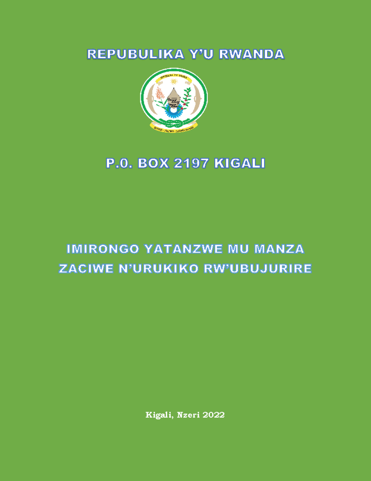 12 23 Imirongo Co A - JULY- August 2022 Booklet 1 - Kigali, Nzeri ...