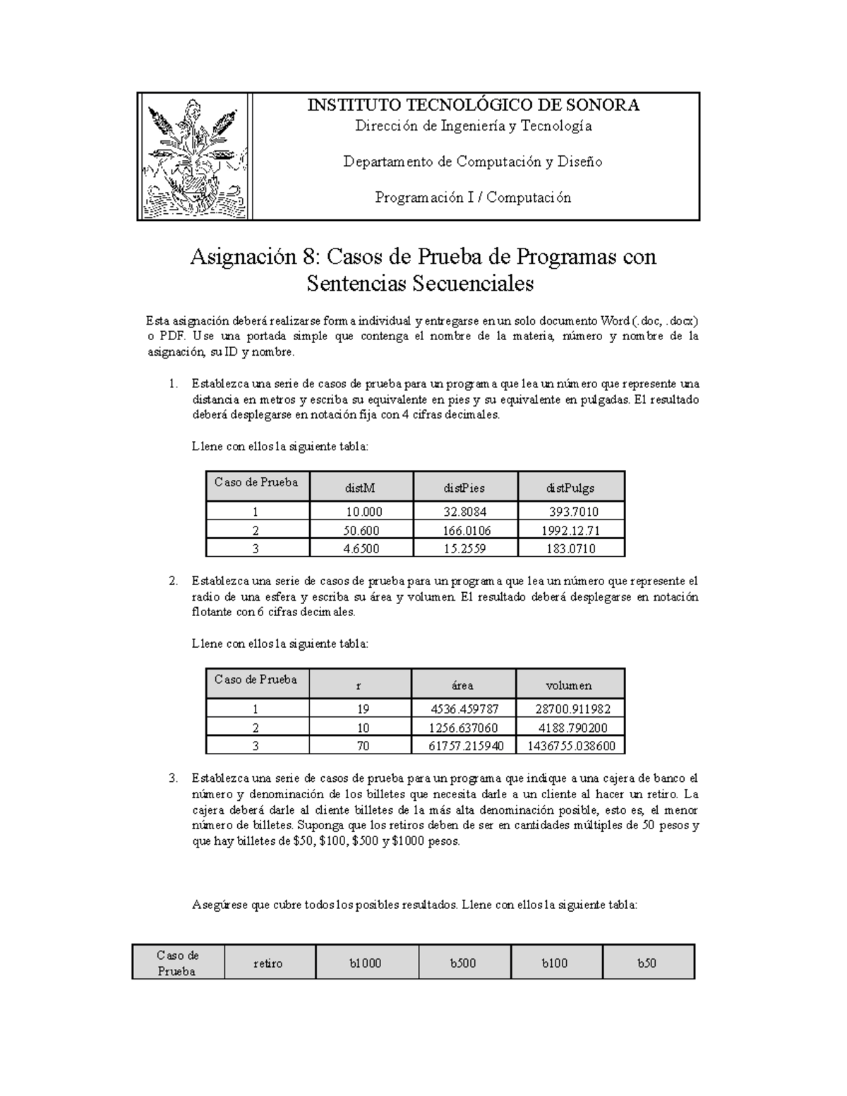 Asignación 08 - Casos de Prueba de Programas con Sentencias Secuenciales - INSTITUTO TECNOLÓGICO ...