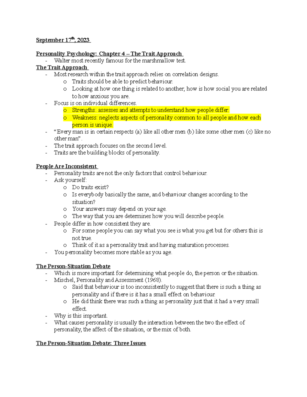 Personalit psych chapter 4 - September 17th, 2023 Personality ...