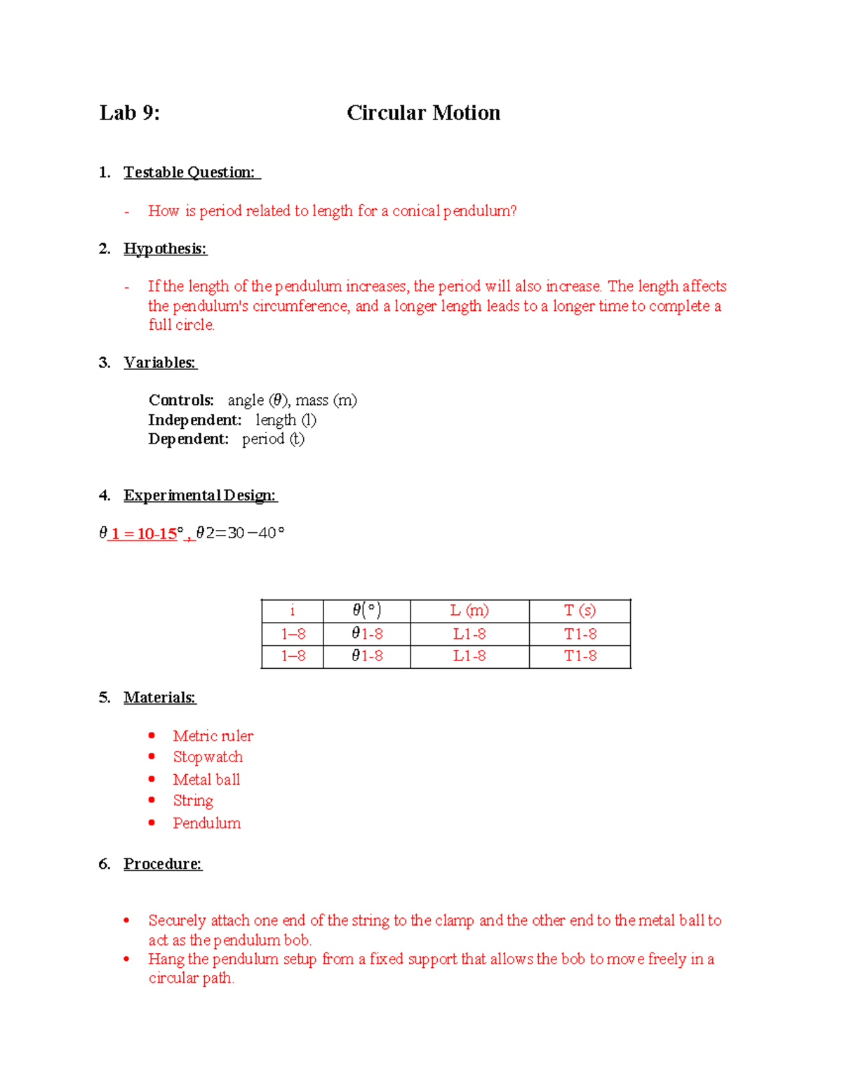 PHY111L Lab 9 Circular motion 3 - Lab 9: Circular Motion Testable ...