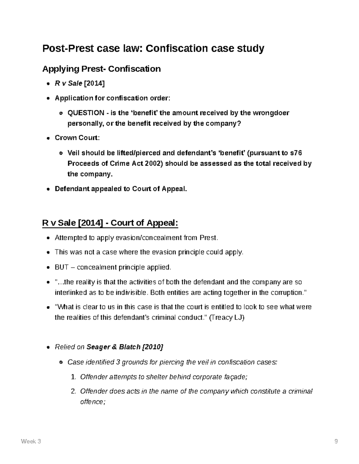 Company 10 - Post-Prest case law: Confiscation case study Applying ...