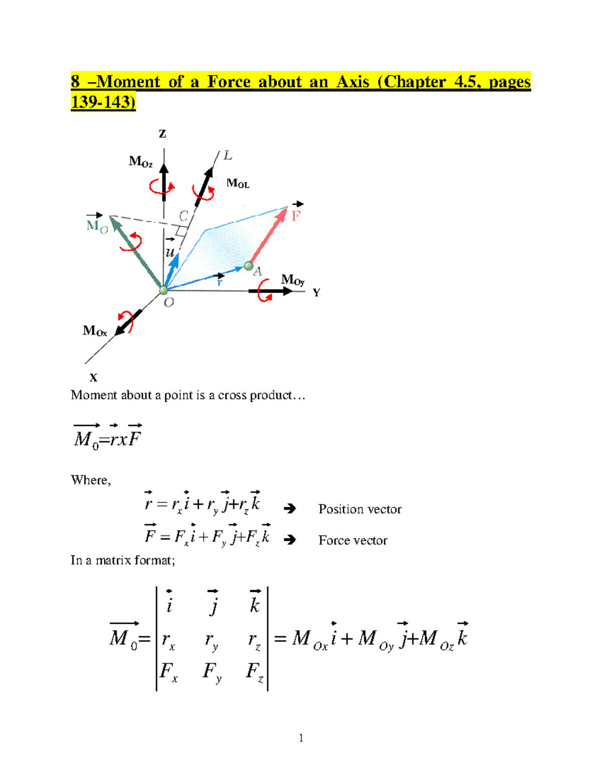 08-Moment of a Force about an axis - 8 –Moment of a Force about an Axis ...