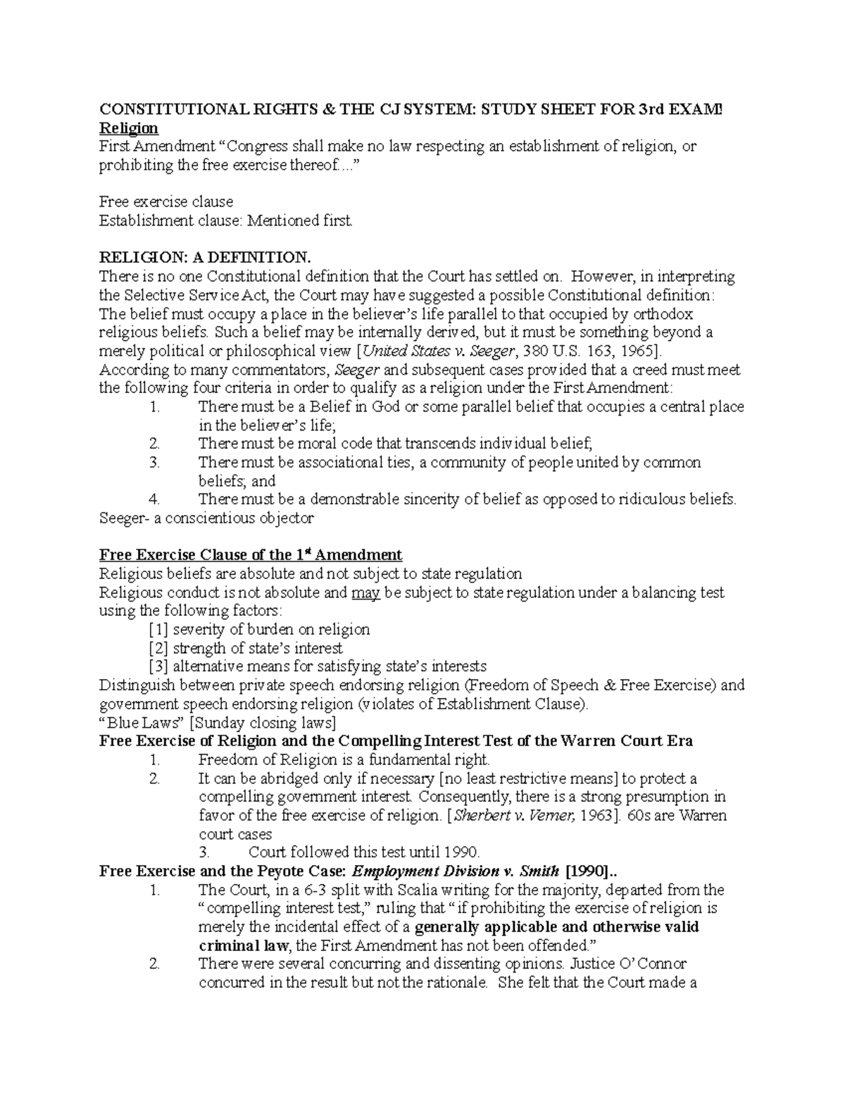 Constitutional Rights study sheet 3 - CONSTITUTIONAL RIGHTS & THE CJ ...