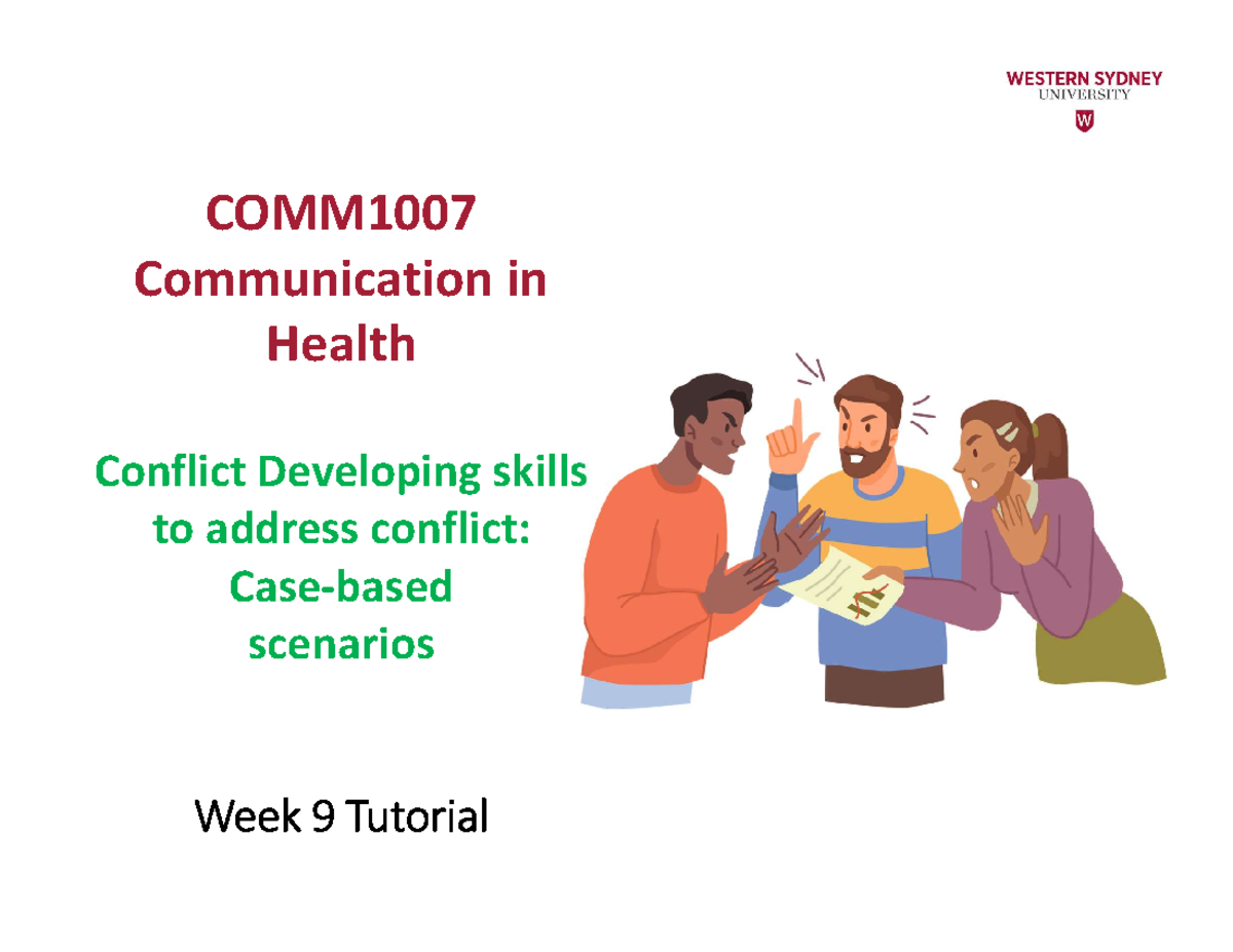 CIH Tutorial Week 9 Conflict Slides - COMM Communication in Health ...