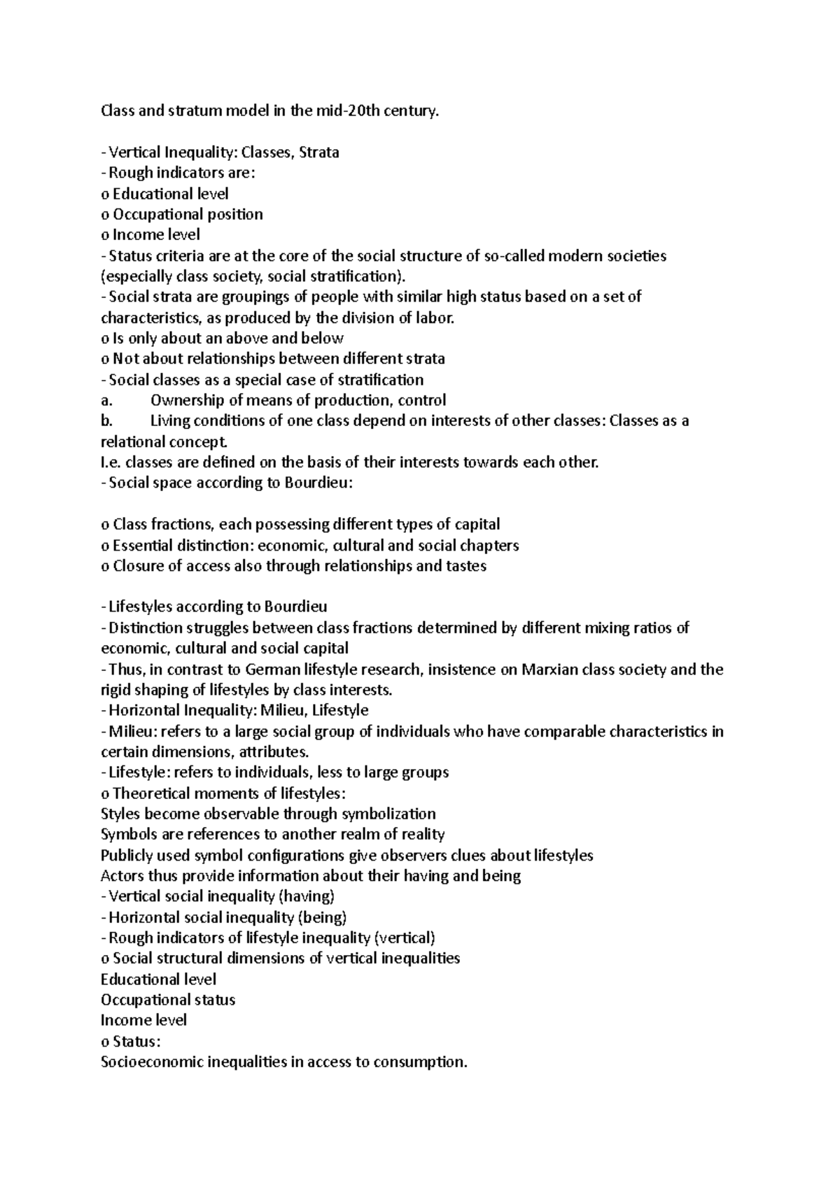 Class and stratum model in the mid - Vertical Inequality: Classes ...