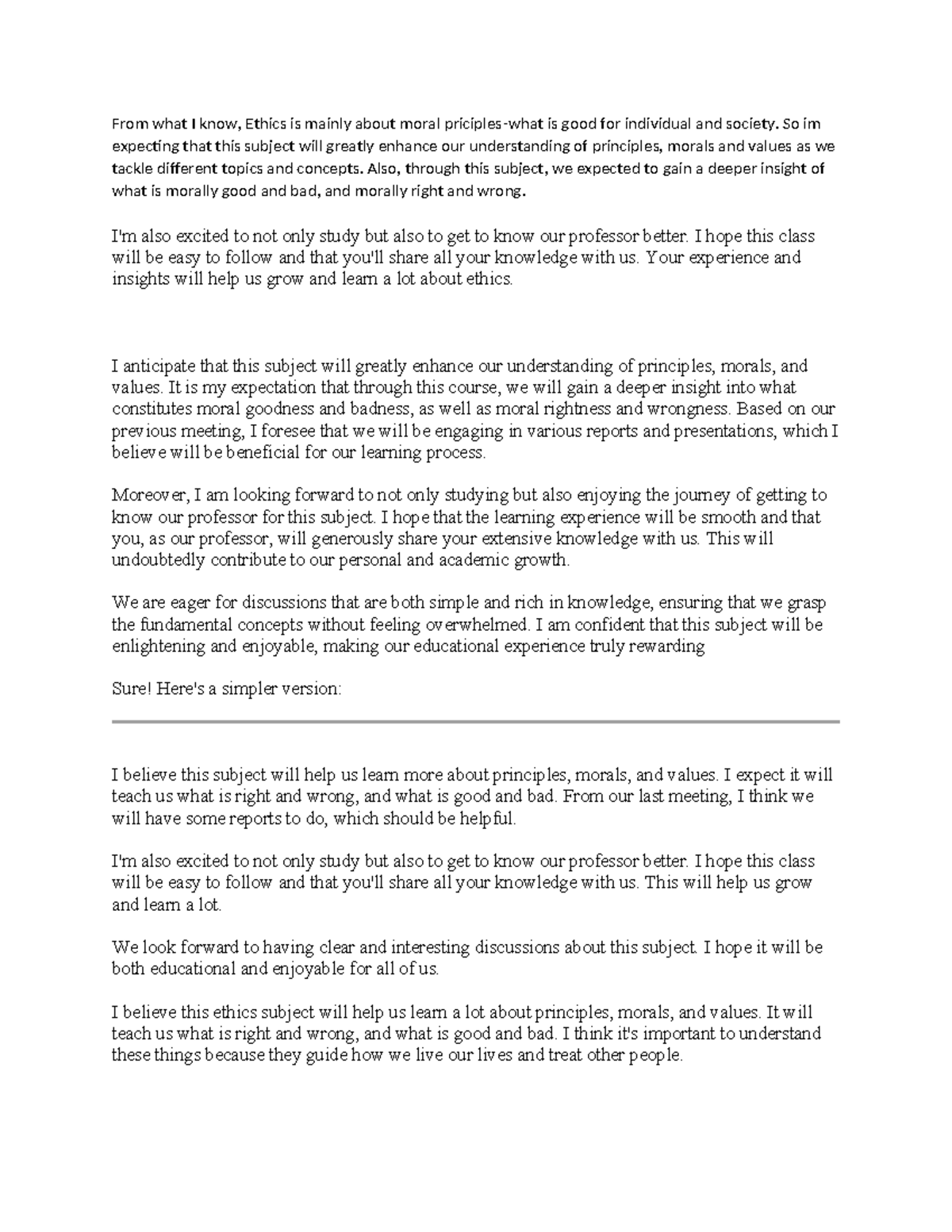 Ethics - affa - From what I know, Ethics is mainly about moral ...