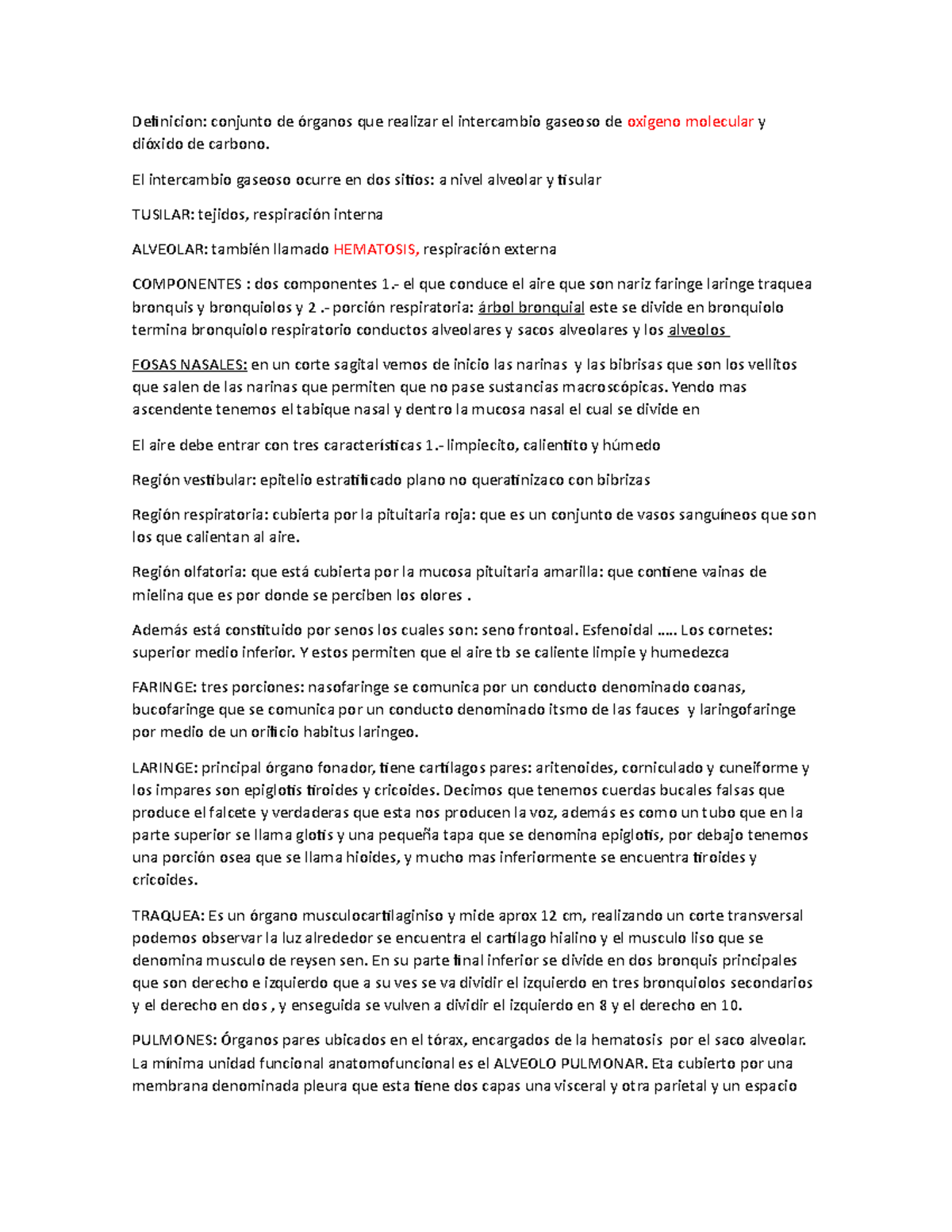 Ap resp - resumenes - Definicion: conjunto de órganos que realizar el ...