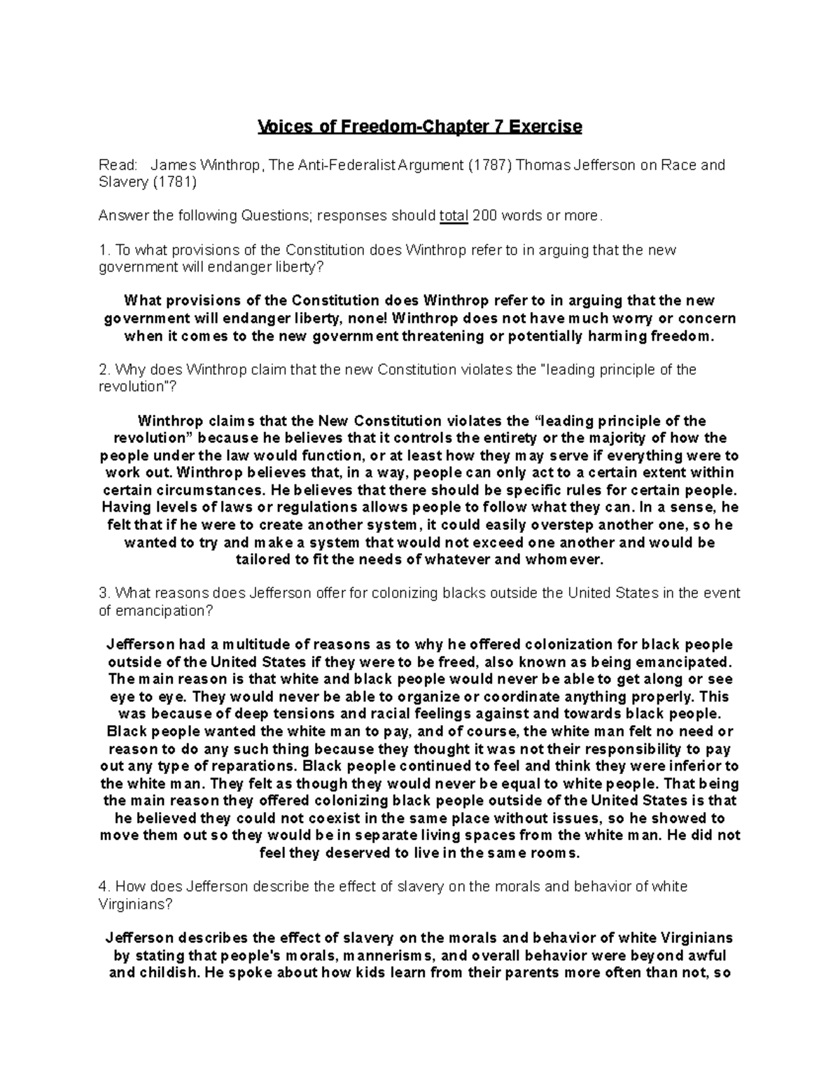 Voices of Freedom-Chapter 7 Exercise - Voices of Freedom-Chapter 7 ...