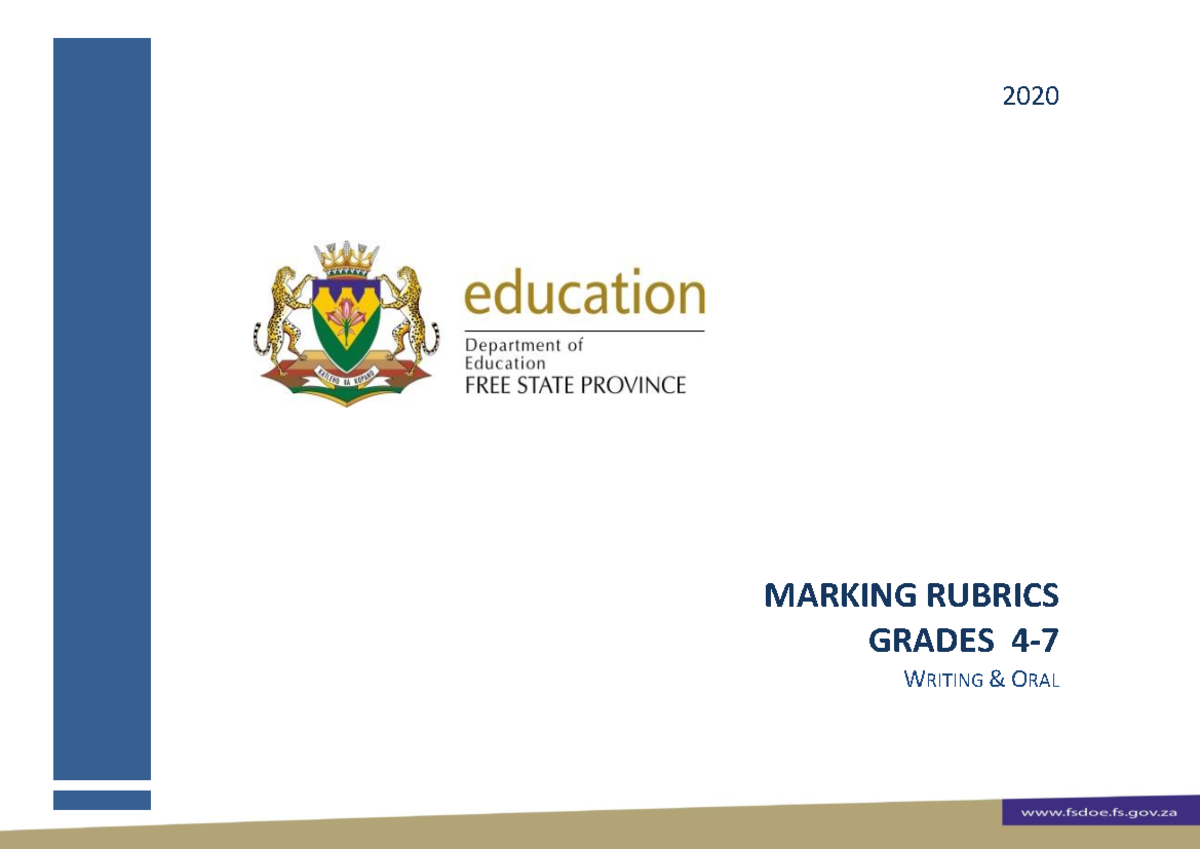 Rubrics grades 4-7 240122 184845 - MARKING RUBRICS GRADES 4- 7 WRITING ...