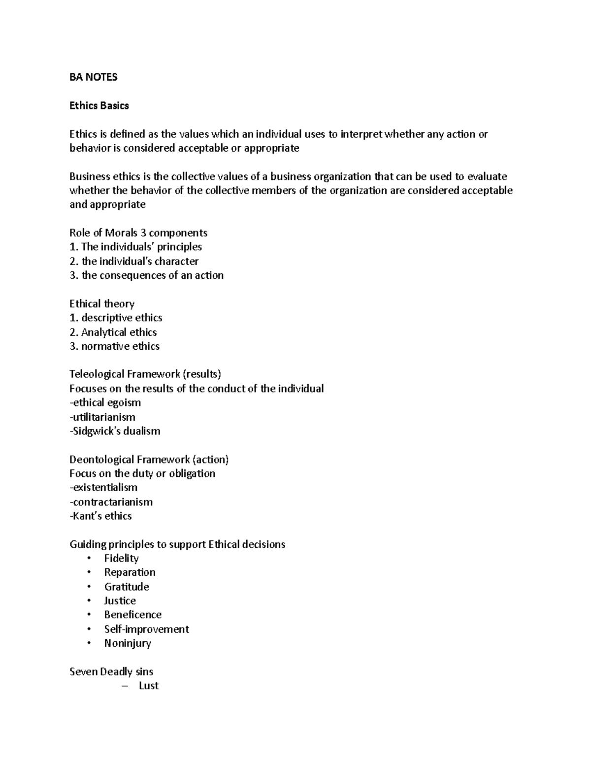 BA 3102 Notes For Quiz #1 (modules 1-4) - BA NOTES Ethics Basics Ethics ...