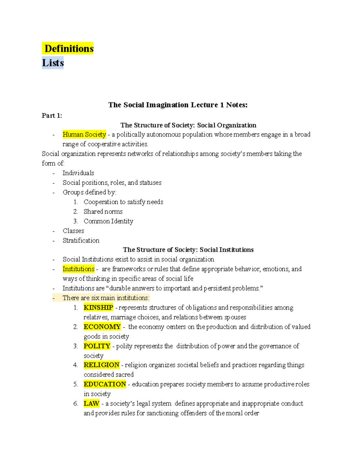 Social Imagination - Social organization represents networks of ...