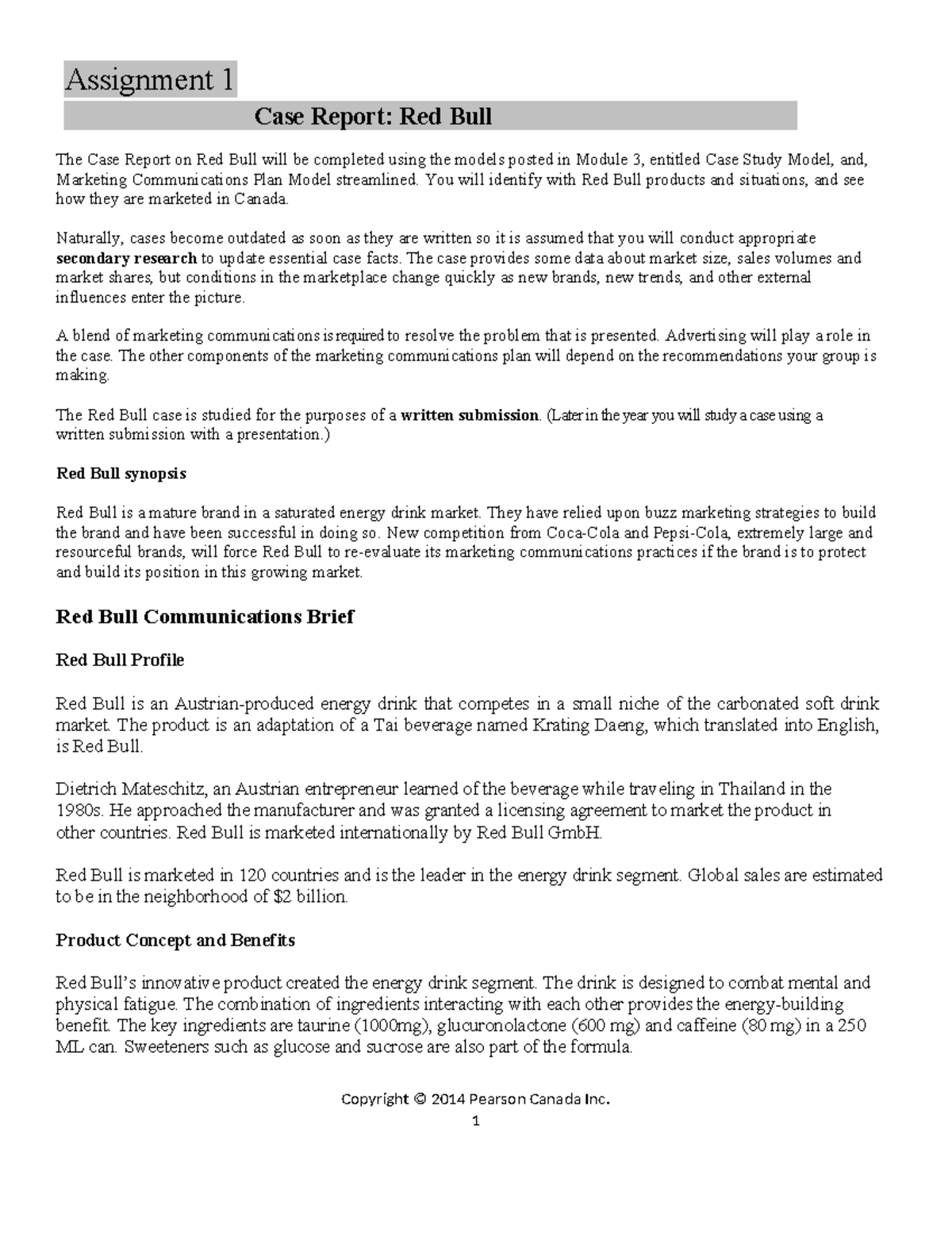 Assignment 1 Case Report on Red Bull outline(5) - Tagged - Assignment 1 ...