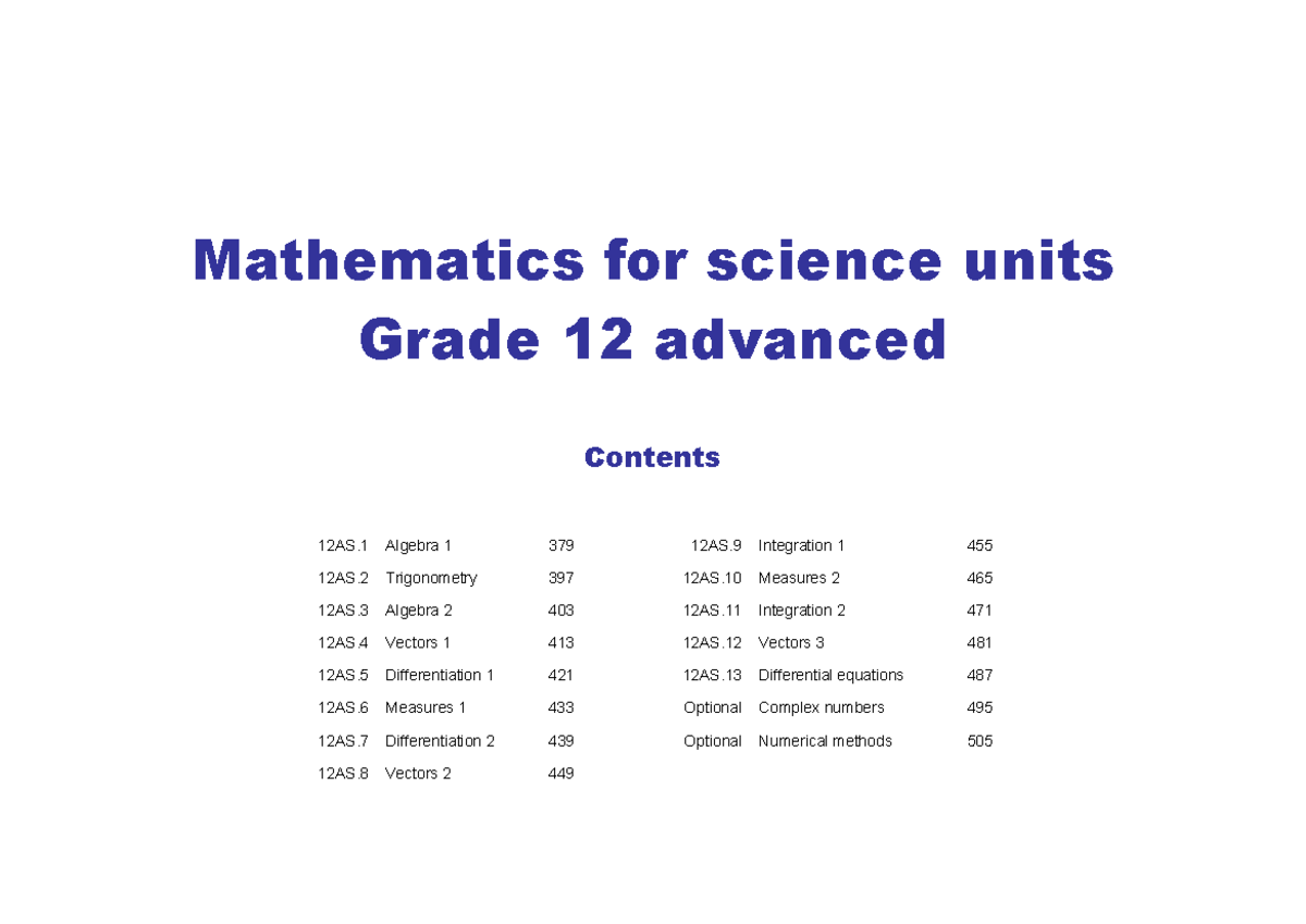 Ma12as - math - Mathematics for science units Grade 12 advanced ...