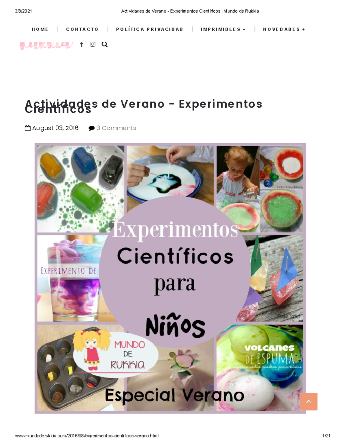 Actividades de Verano - Experimentos Científicos Mundo de Rukkia ...