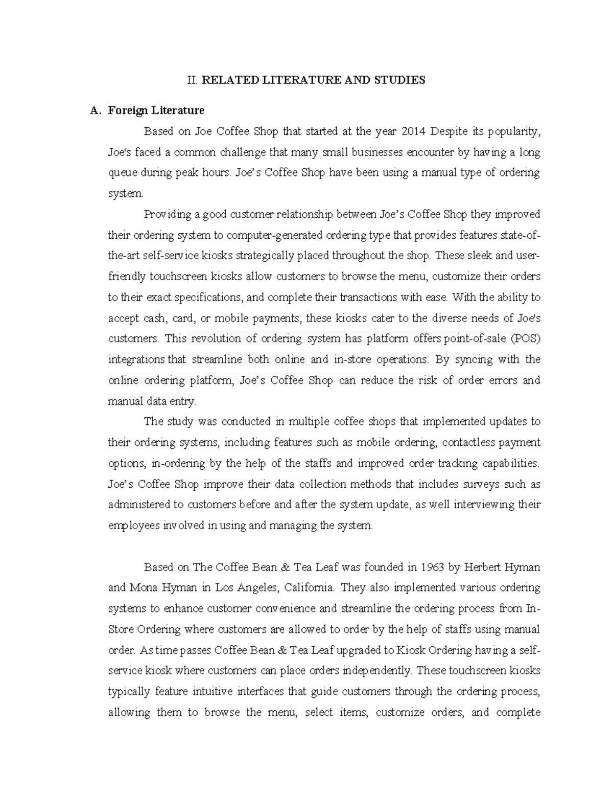 RRL - II. RELATED LITERATURE AND STUDIES A. Foreign Literature Based on ...