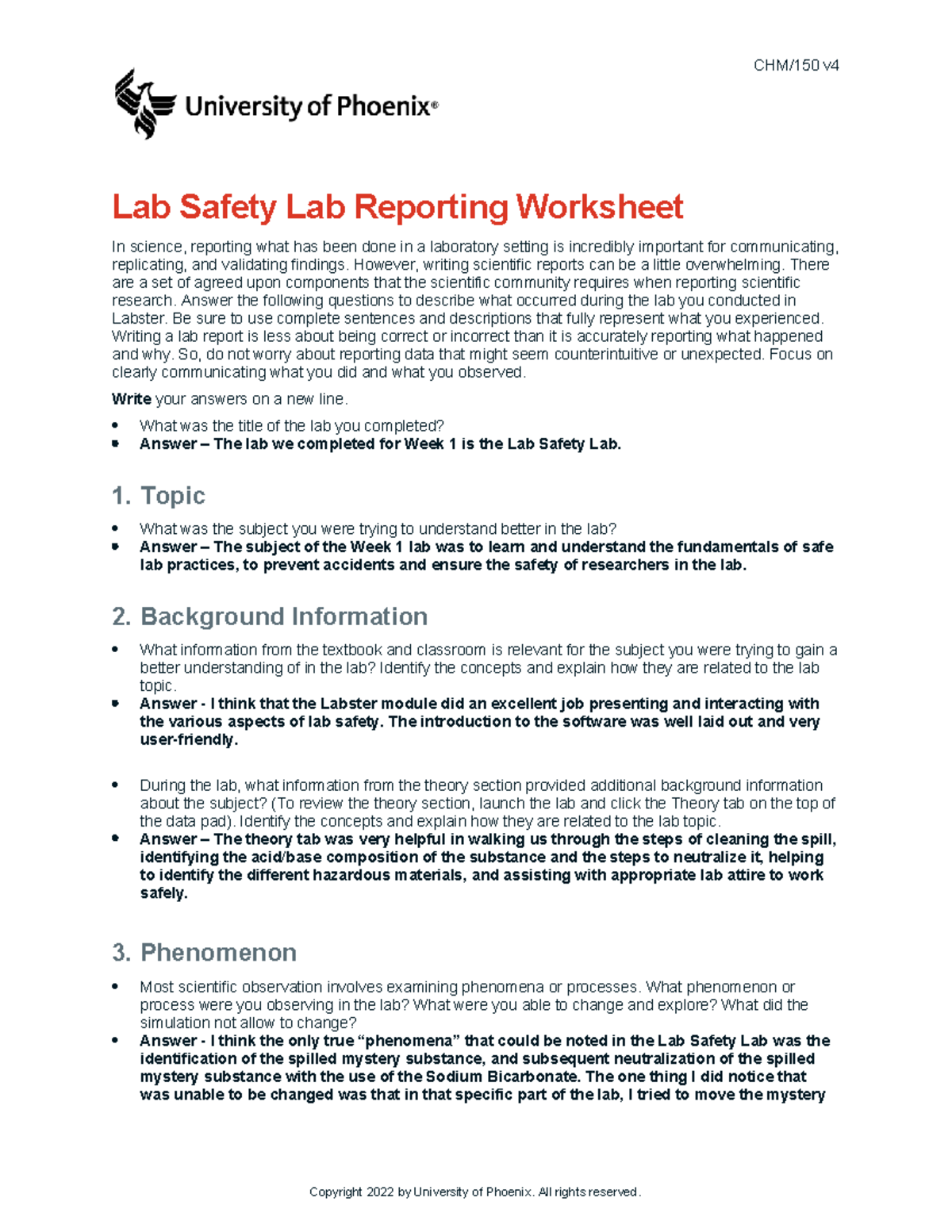 Chm150 v4 wk1 lab safety lab report observational - CHM/150 v Lab ...