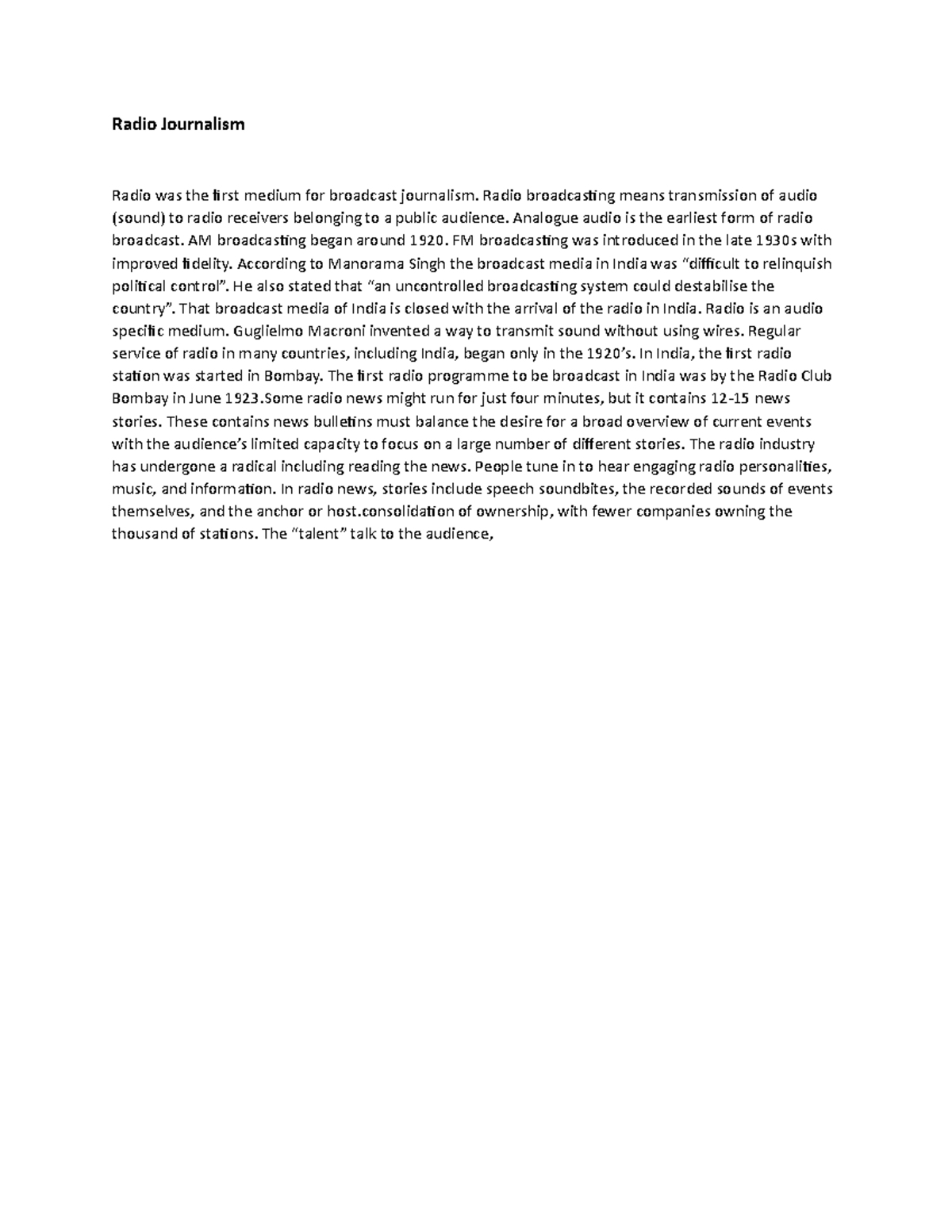 Document 6 - Radio Journalism - Radio Journalism Radio was the first ...