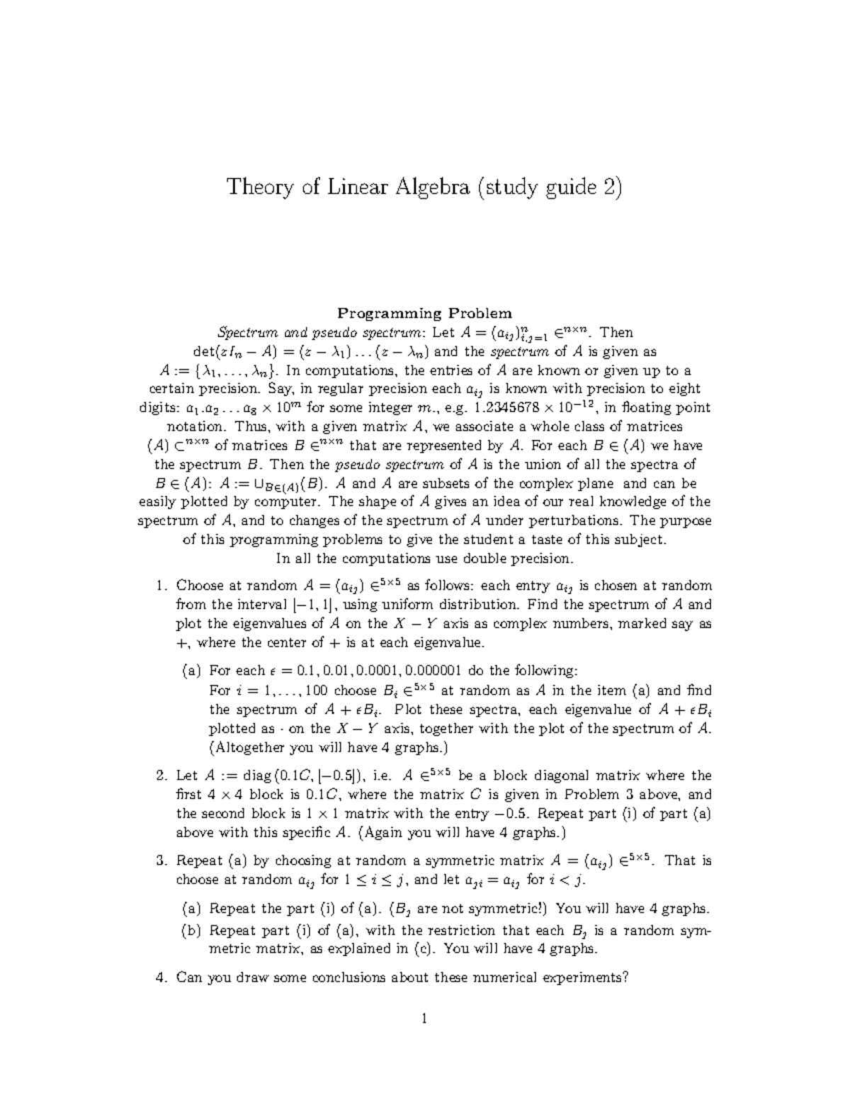 Theoryoflinearalgebrastudyguide 2 - Theory of Linear Algebra (study ...
