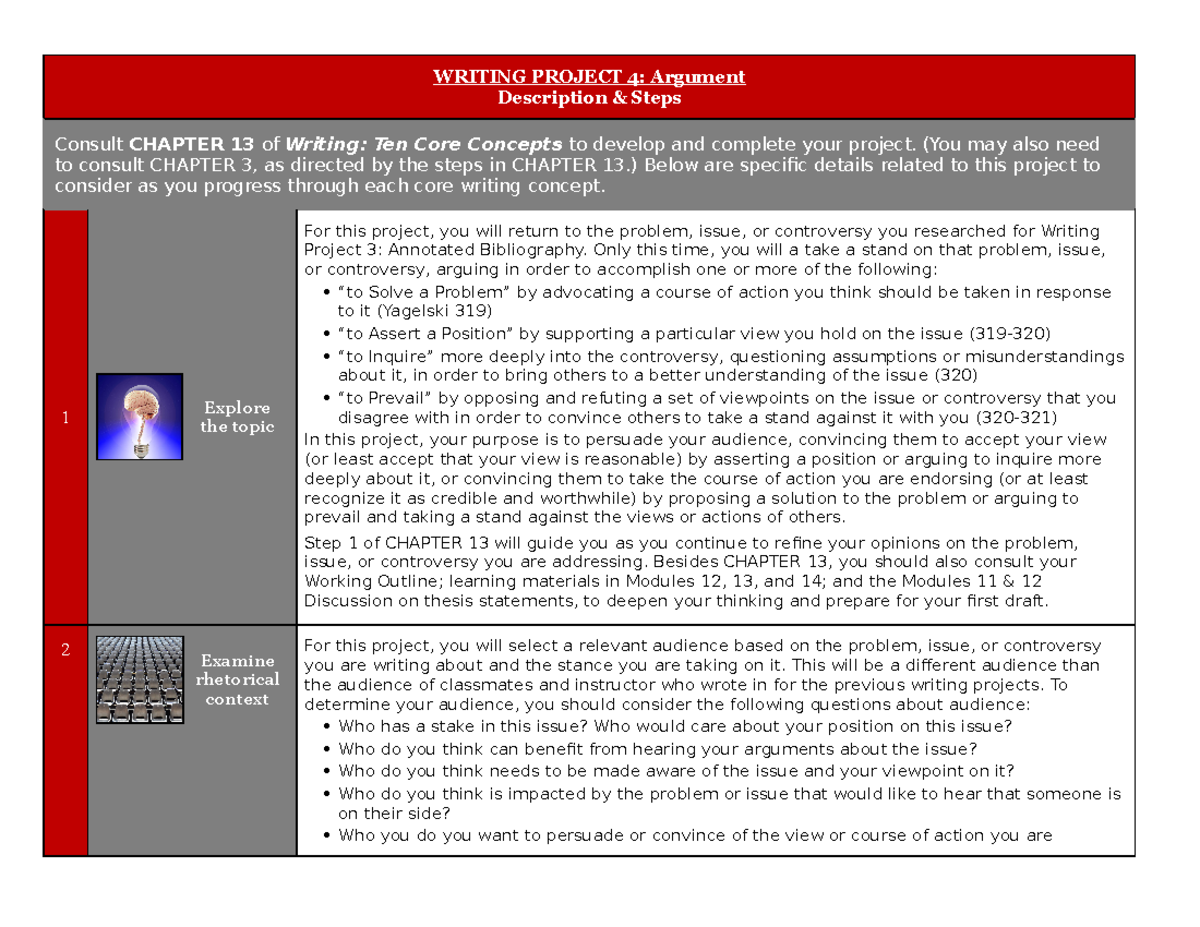 Writing Project 4 Argument - WRITING PROJECT 4: Argument Description ...