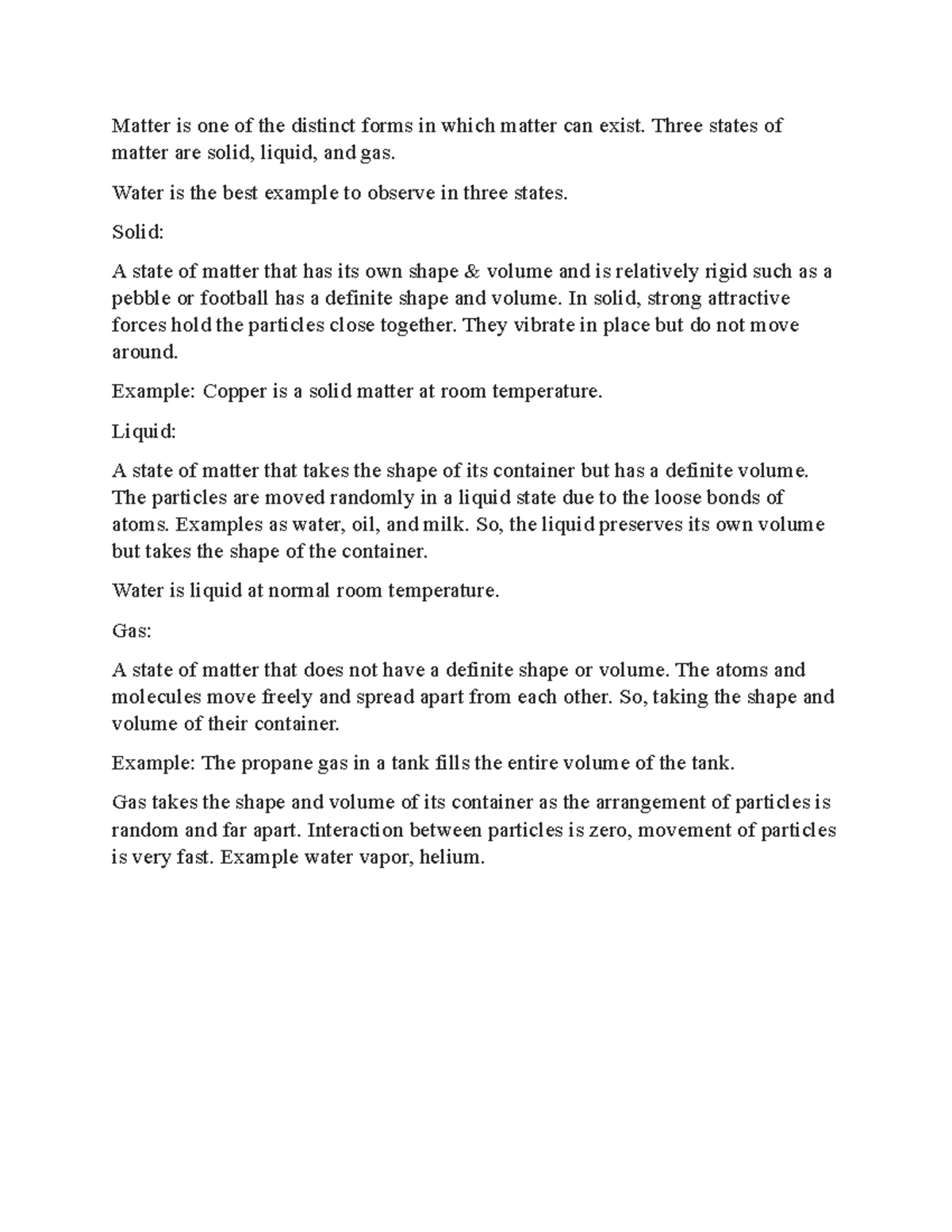 Matter is one of the distinct forms in which matter can exist - Three ...