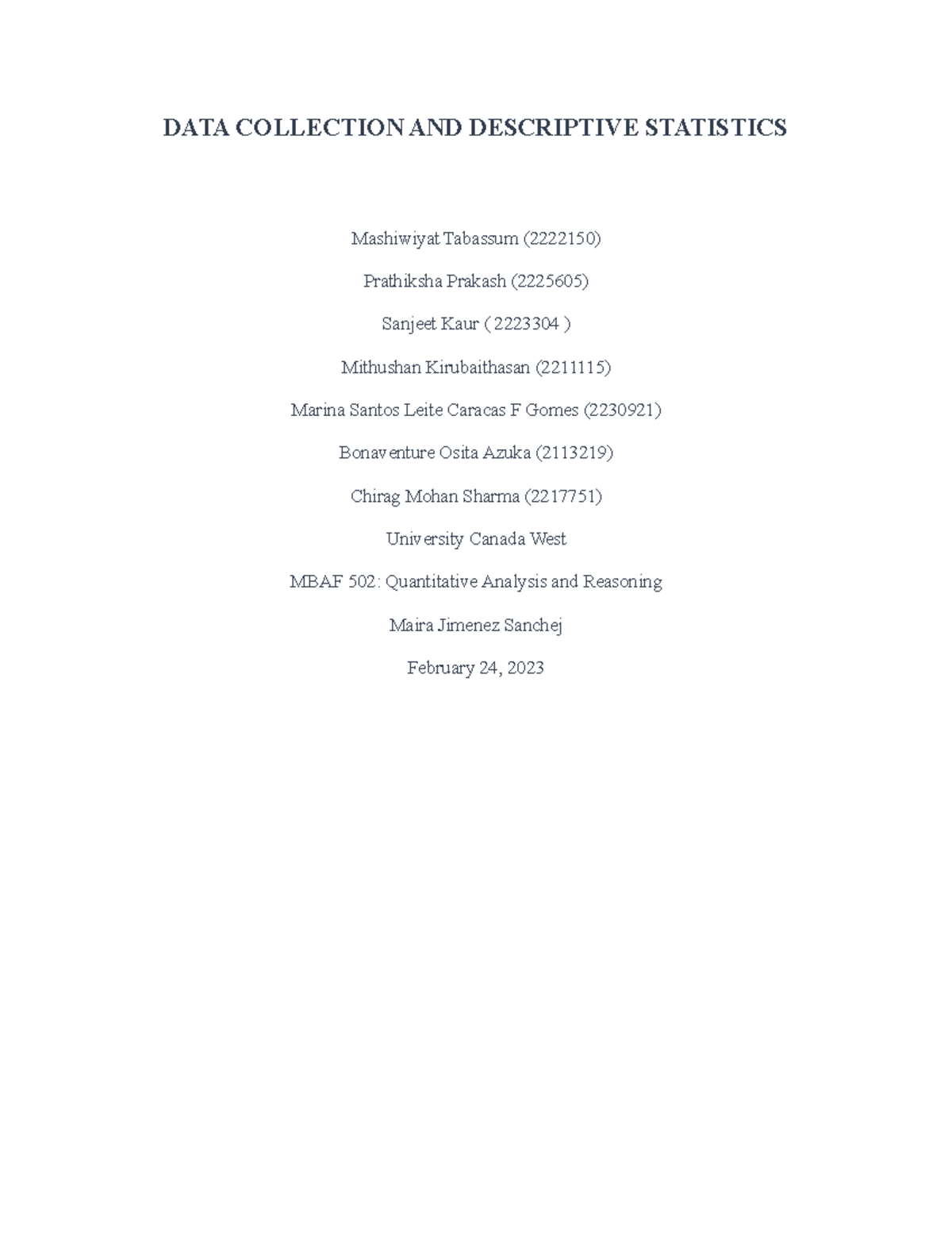 Project Phase 1 Team 6 - DATA COLLECTION AND DESCRIPTIVE STATISTICS ...
