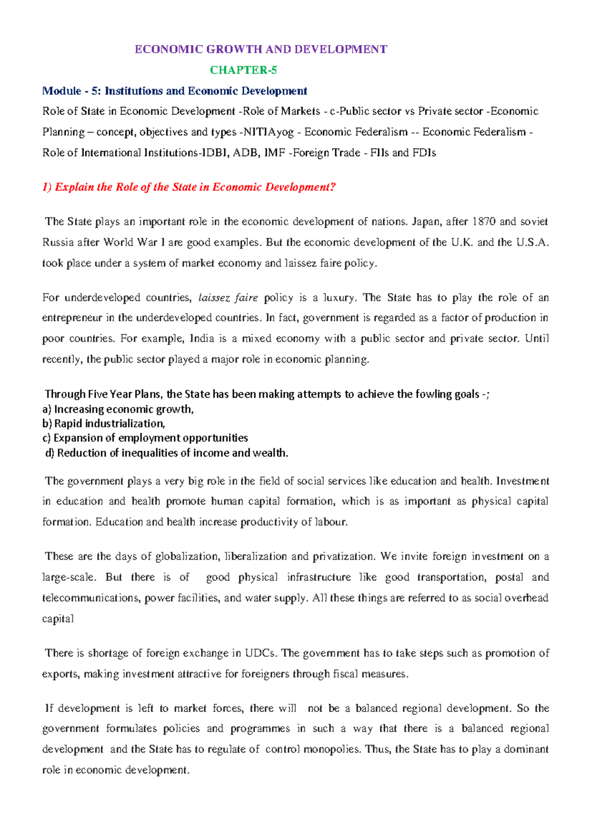 Chapter-5 Economic Growth AND Developement - ECONOMIC GROWTH AND DEVELOPMENT CHAPTER- 5 Module ...