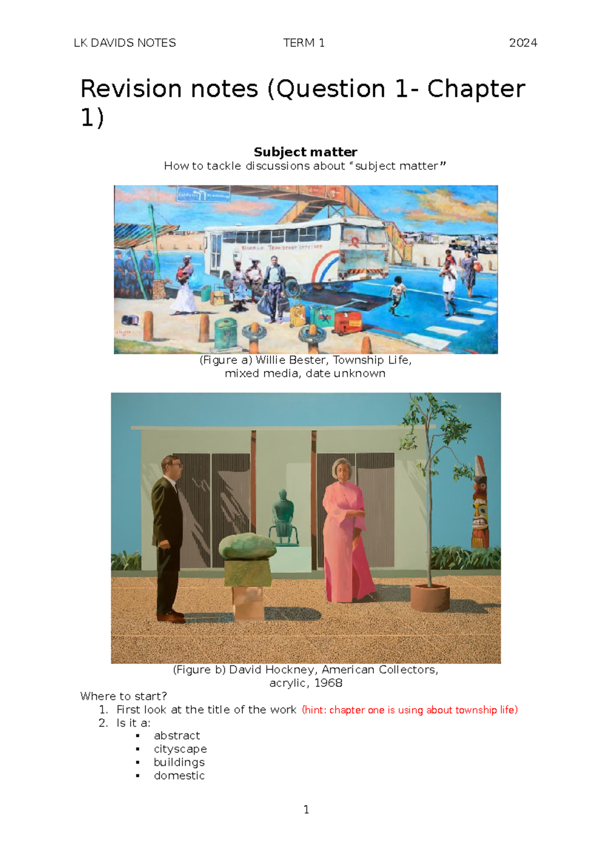 Revision notes- Extra Class Notes - Revision notes (Question 1- Chapter ...