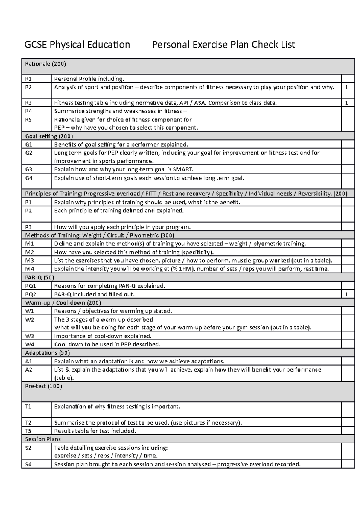 PEP Checklist - Course work =))Course work =))Course work =))Course ...