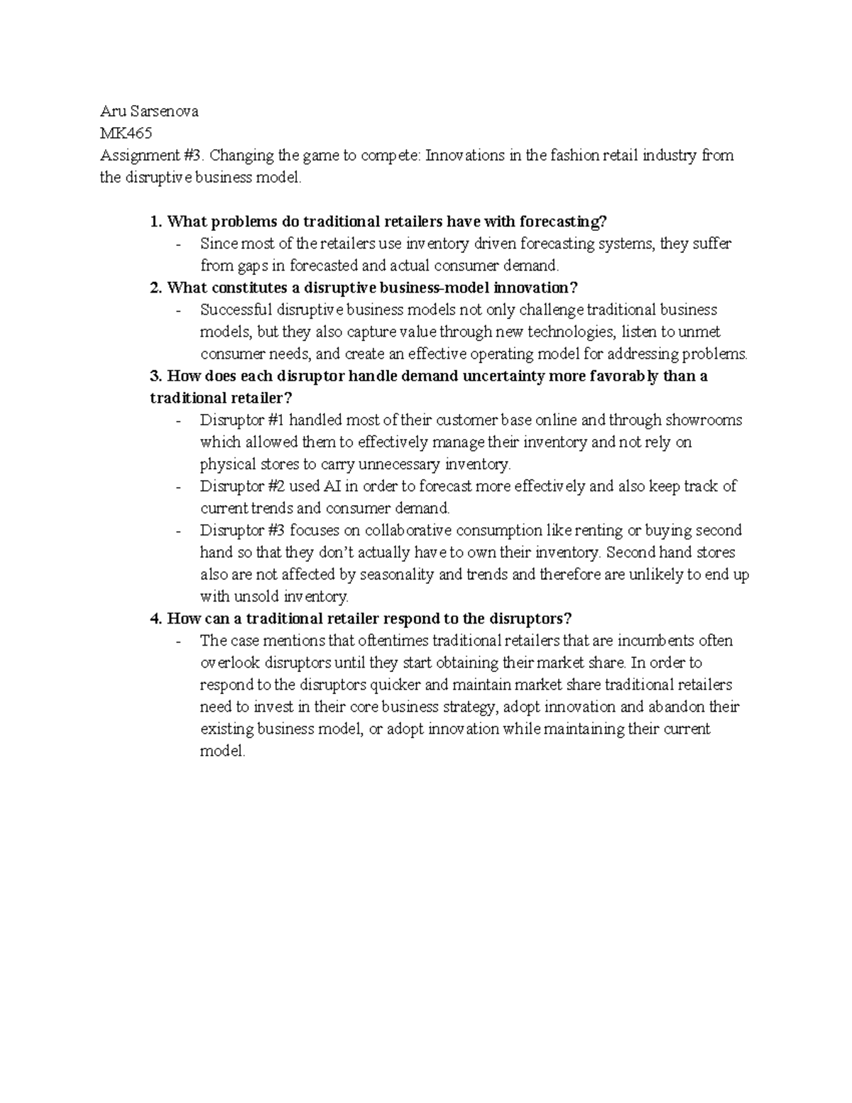 MK465 - Assignment #3 - Covetella Case - Aru Sarsenova MK Assignment #3 ...