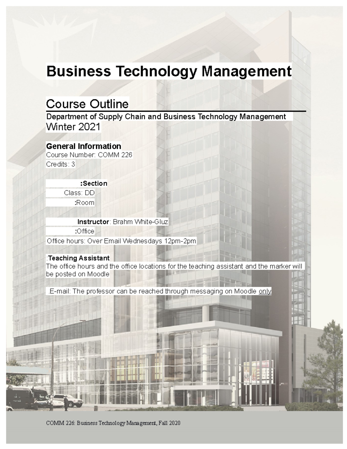 Business Technology Management Course Outline - Studocu