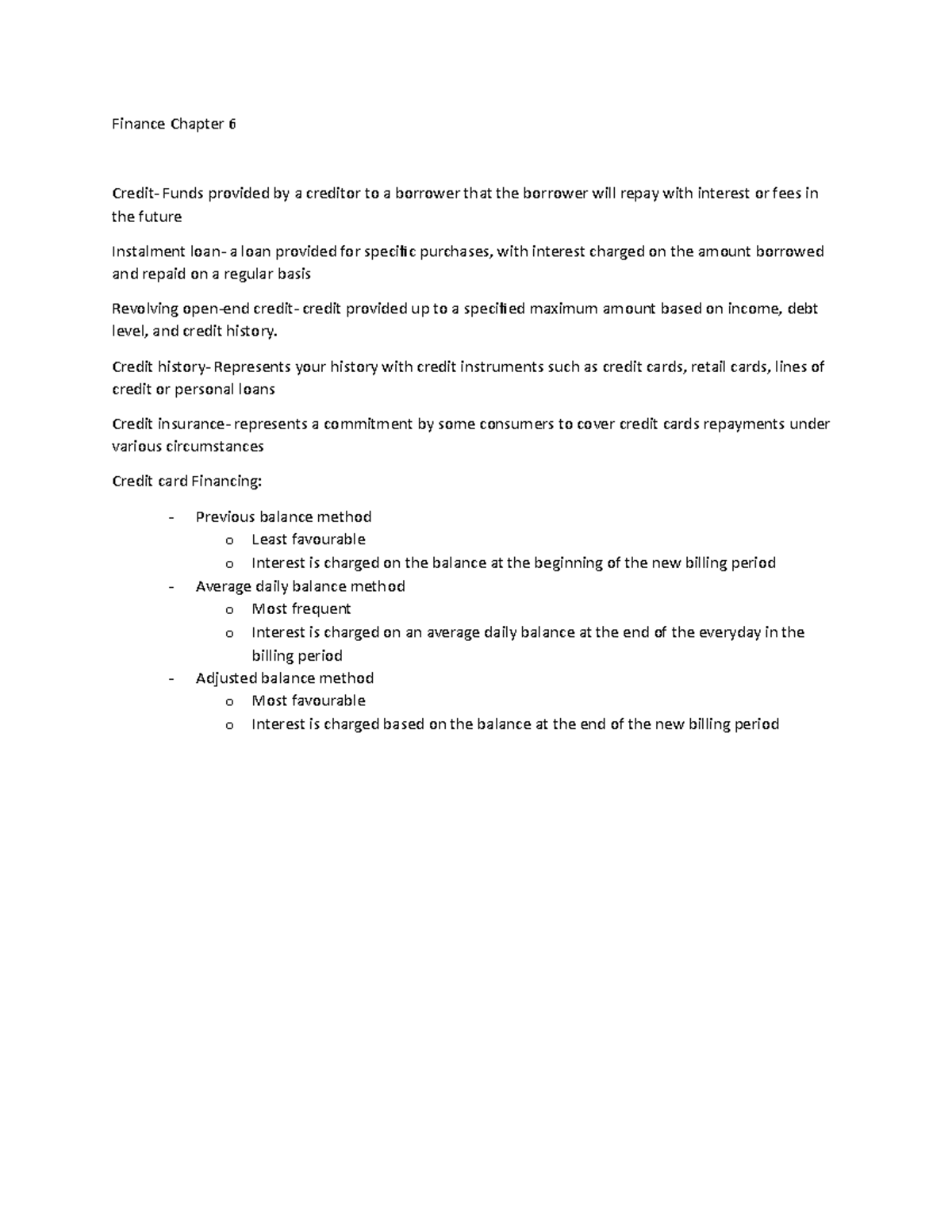 Finance chapter 6 - Lecture notes 6 - Finance Chapter 6 Credit- Funds ...
