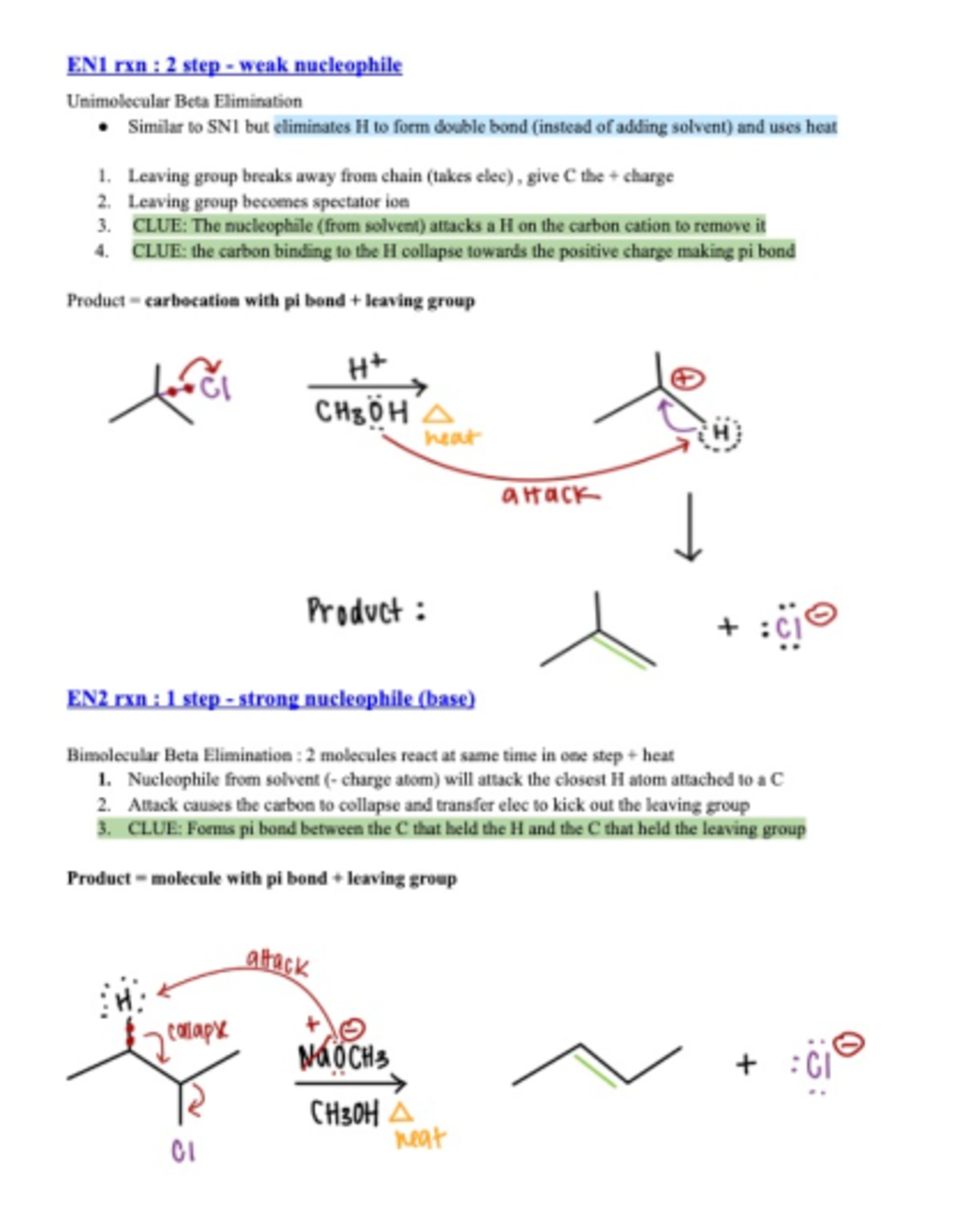 E1 e2 - E1 and E2 rxns explained - EN1 rxn : 2 step weak nucleophile Unimolecular Beta ...