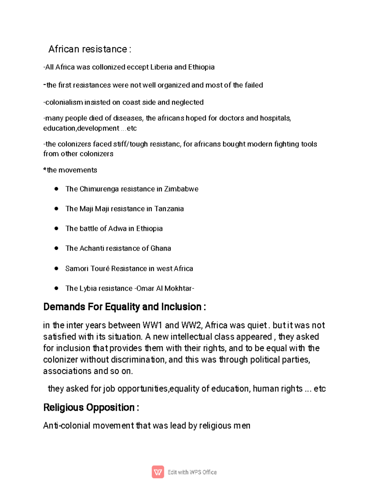 African resistance nationalism and independence - African resistance ...