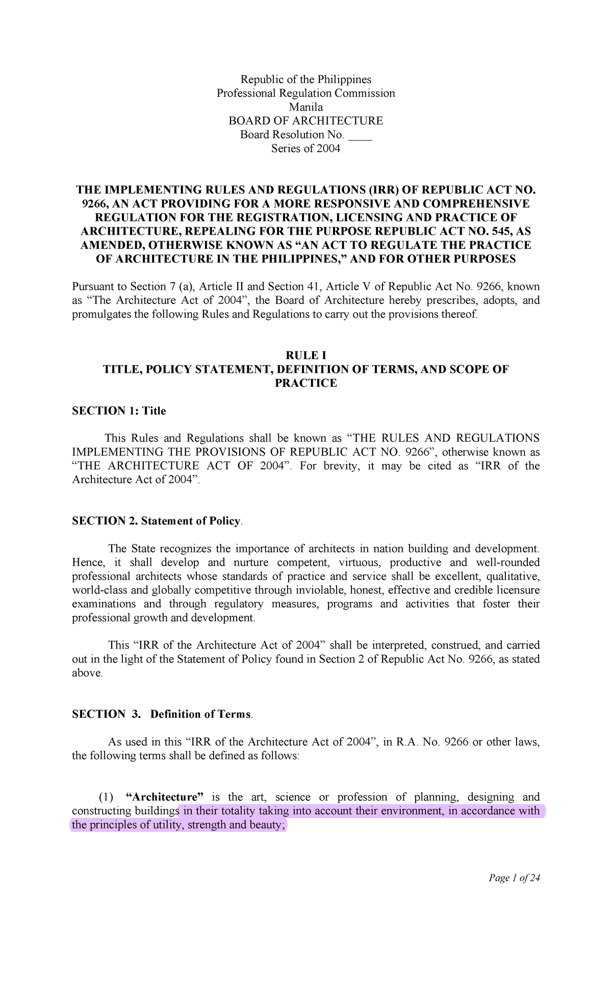 RA 9266 - The Architecture Act of 2004 - Republic of the Philippines ...