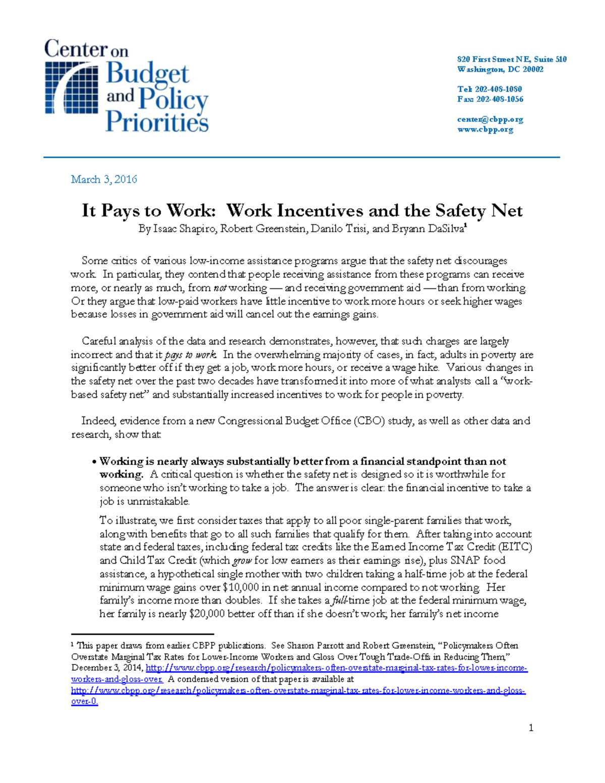 Taxation for college - March 3, 2016 It Pays to Work: Work Incentives ...