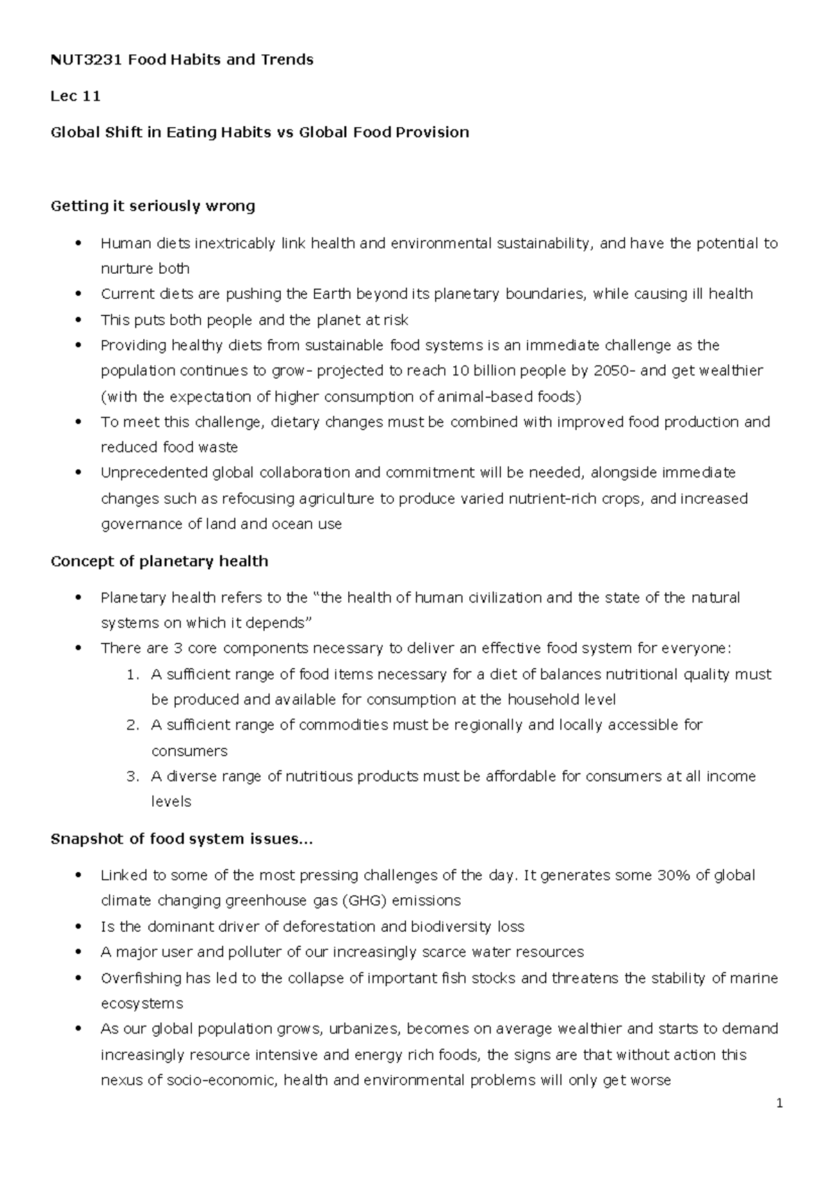 NUT3231 Food Habits and Trends - A sufficient range of food items ...