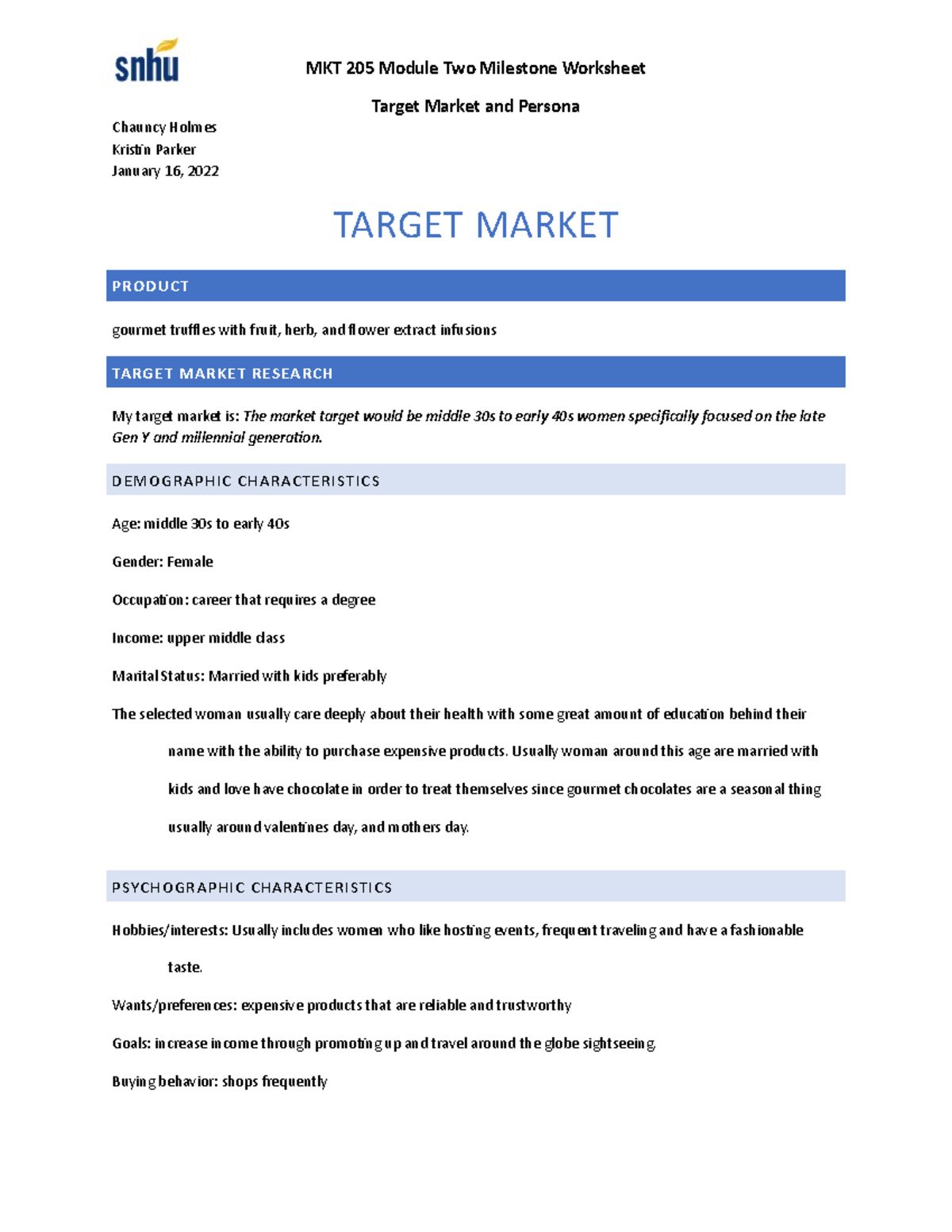 MKT205 Module Two Milestone document - MKT 205 Module Two Milestone ...