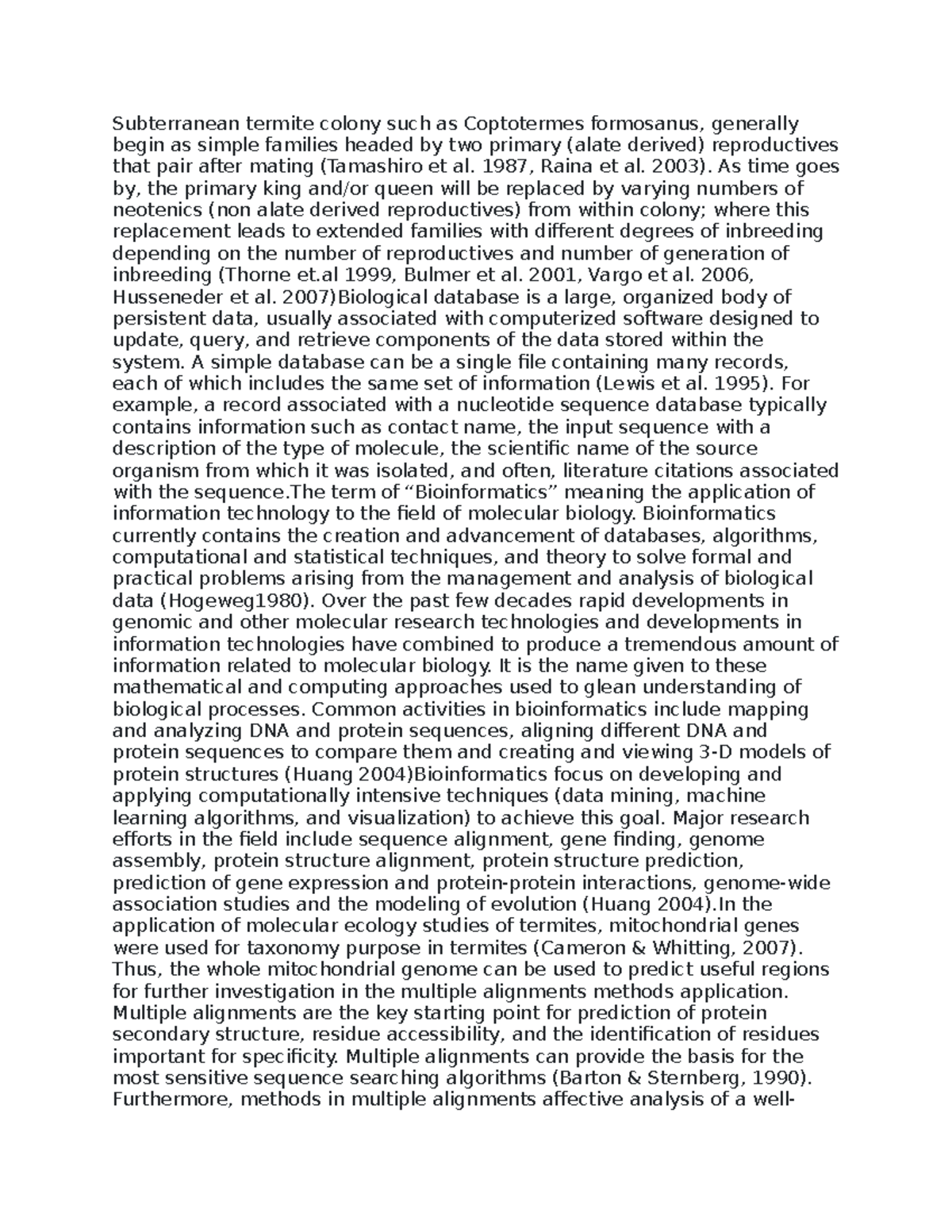 1020 - essay written for bio - Subterranean termite colony such as ...