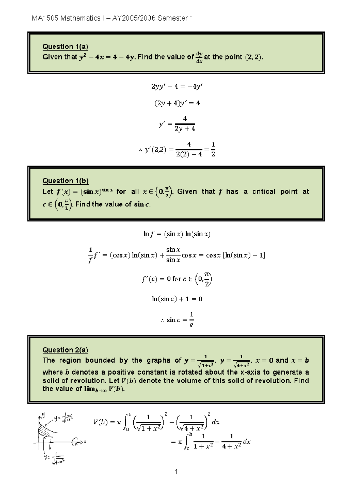 MA1505 0506 - MA1505 - NUS - Studocu