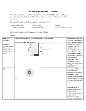 Unit 4 Earth Systems Test Corrections - Unit 4 Earth Systems Test ...