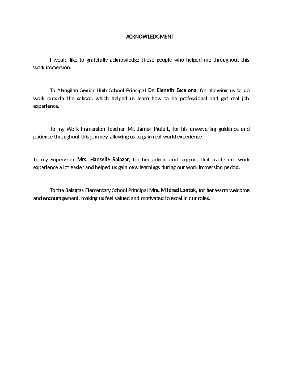 Acknowledgment - dfhsh - ACKNOWLEDGMENT I would like to gratefully ...