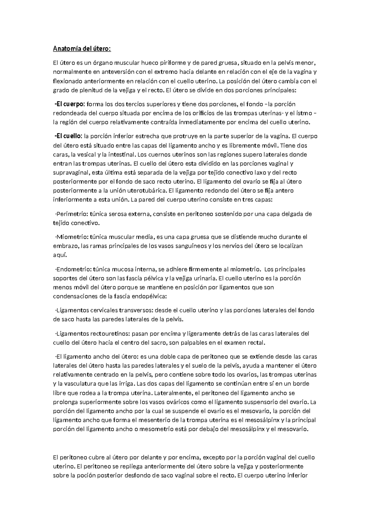 Anatomía del útero - Anatomía del útero: El útero es un órgano muscular ...